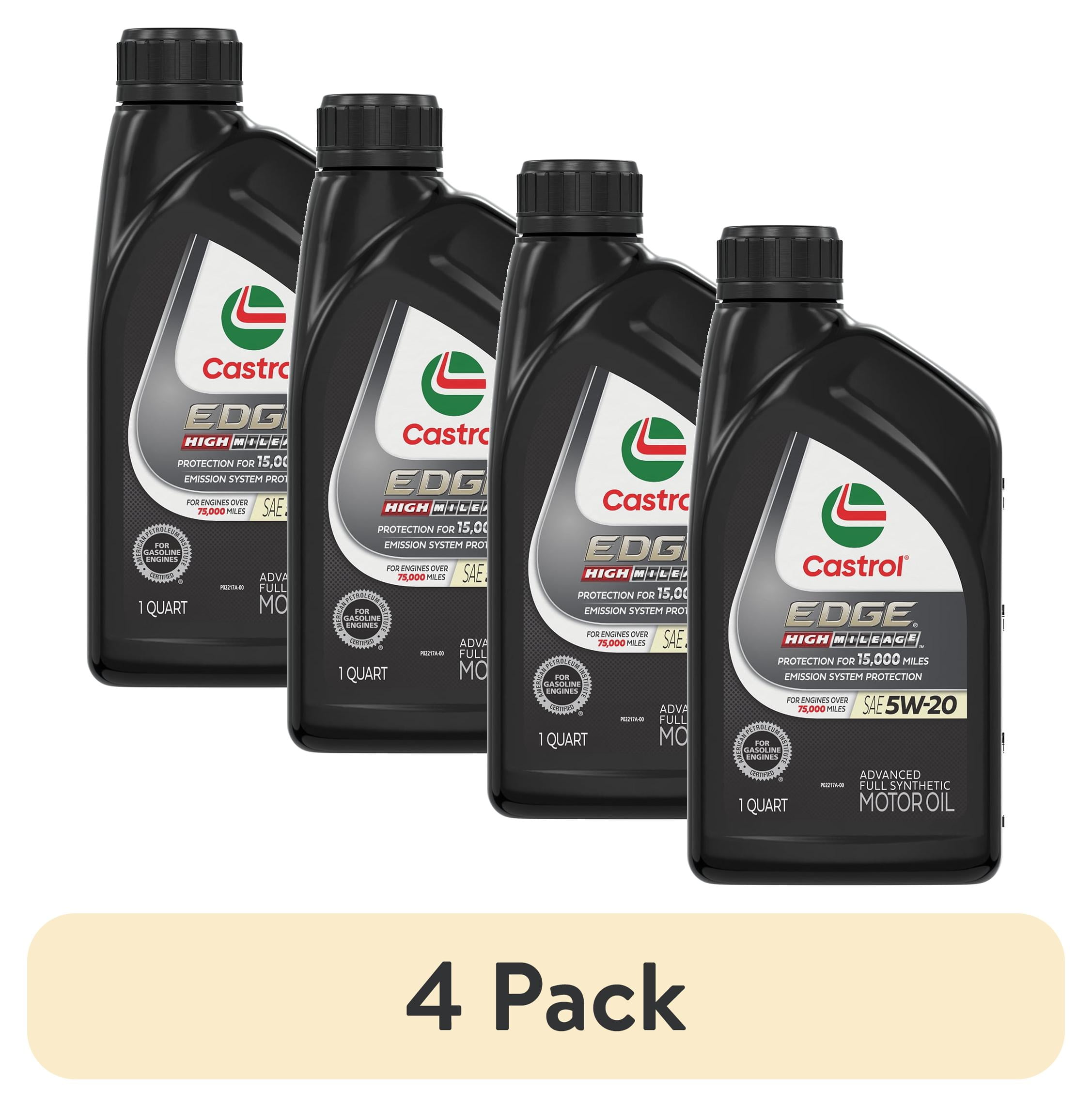 (4 pack) Castrol EDGE High Mileage 5W-20 Advanced Full Synthetic Motor ...
