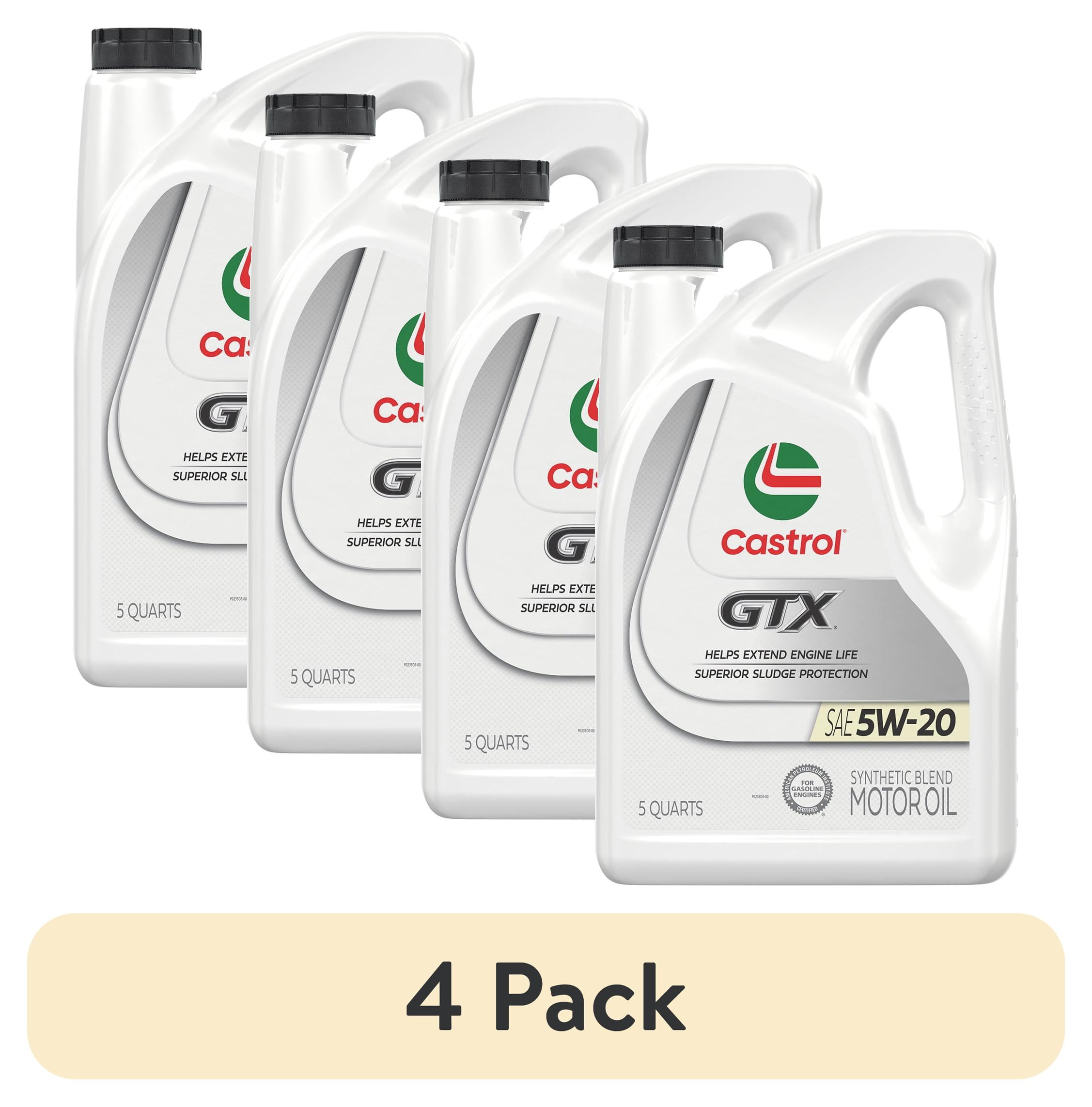 (4 pack) Castrol GTX 5W-20 Synthetic Blend Motor Oil, 5 Quarts ...