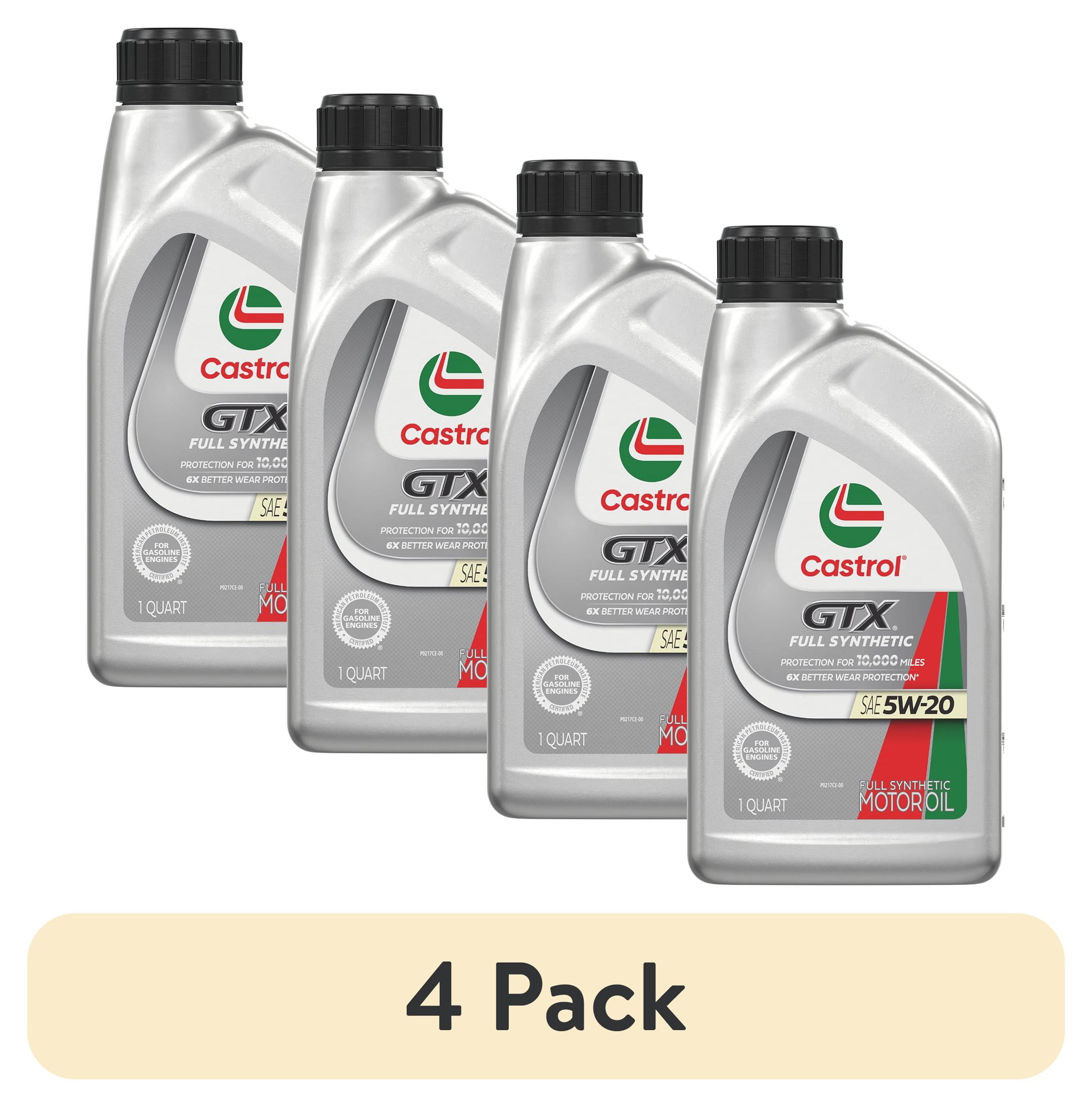 (4 pack) Castrol GTX Full Synthetic 5W-20 Motor Oil, 1 Quart - Walmart.com