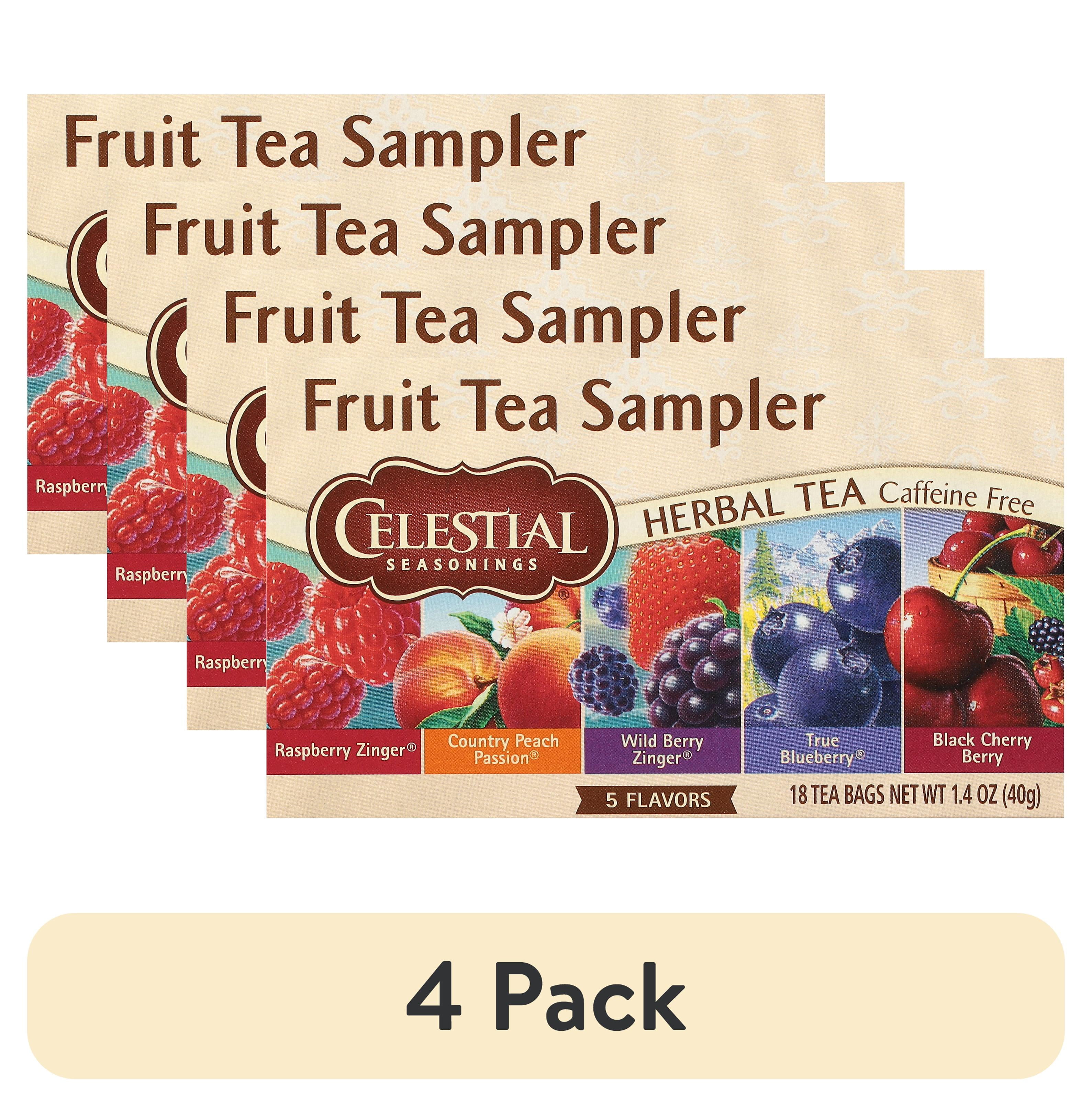 (4 pack) Celestial Seasonings Fruit Tea Sampler, Caffeine-Free Herbal ...