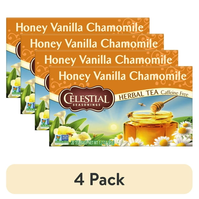 (4 pack) Celestial Seasonings Honey Vanilla Chamomile Caffeine-Free ...