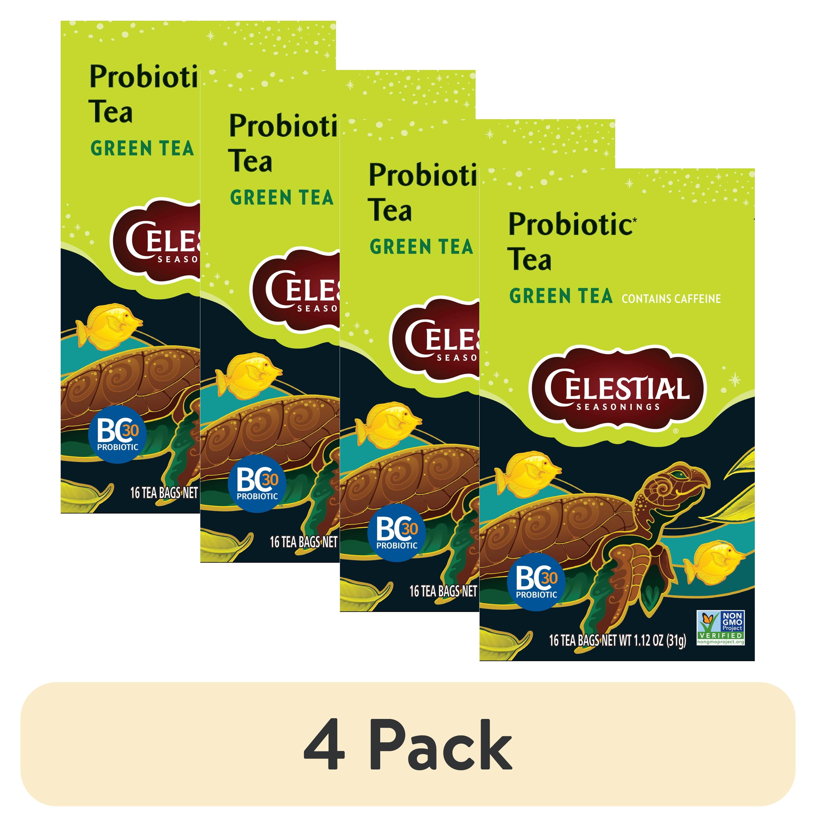 (4 pack) Celestial Seasonings Probiotic Green Tea Bags (18 Count ...