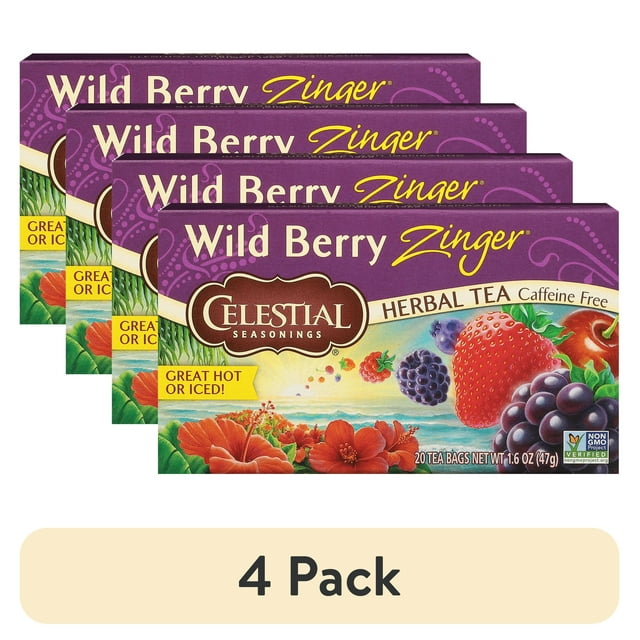 (4 pack) Celestial Seasonings Wild Berry Zinger Caffeine-Free Herbal ...