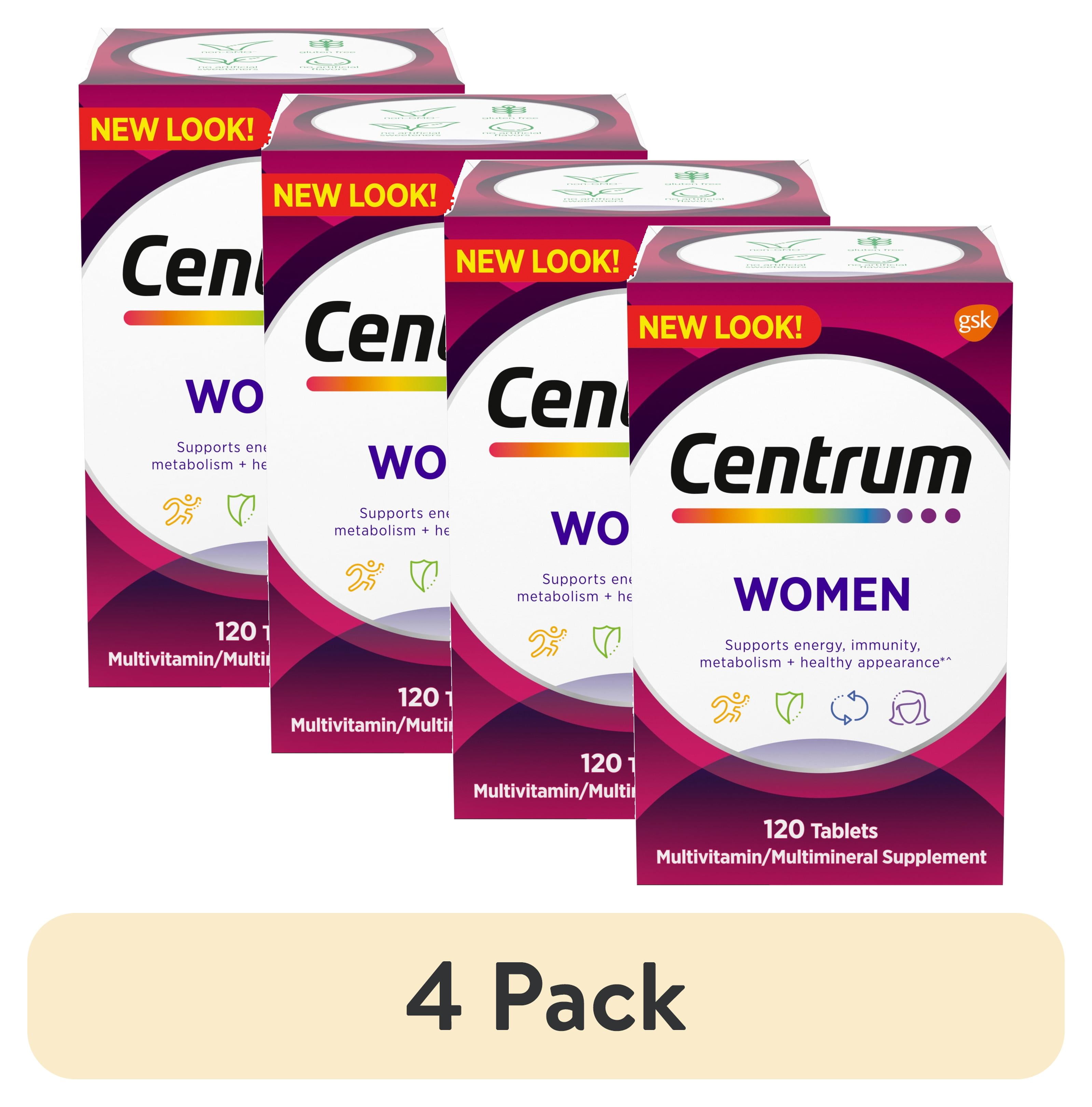 (4 pack) Centrum Womens Multivitamin Supplement Tablet, 120 Count ...
