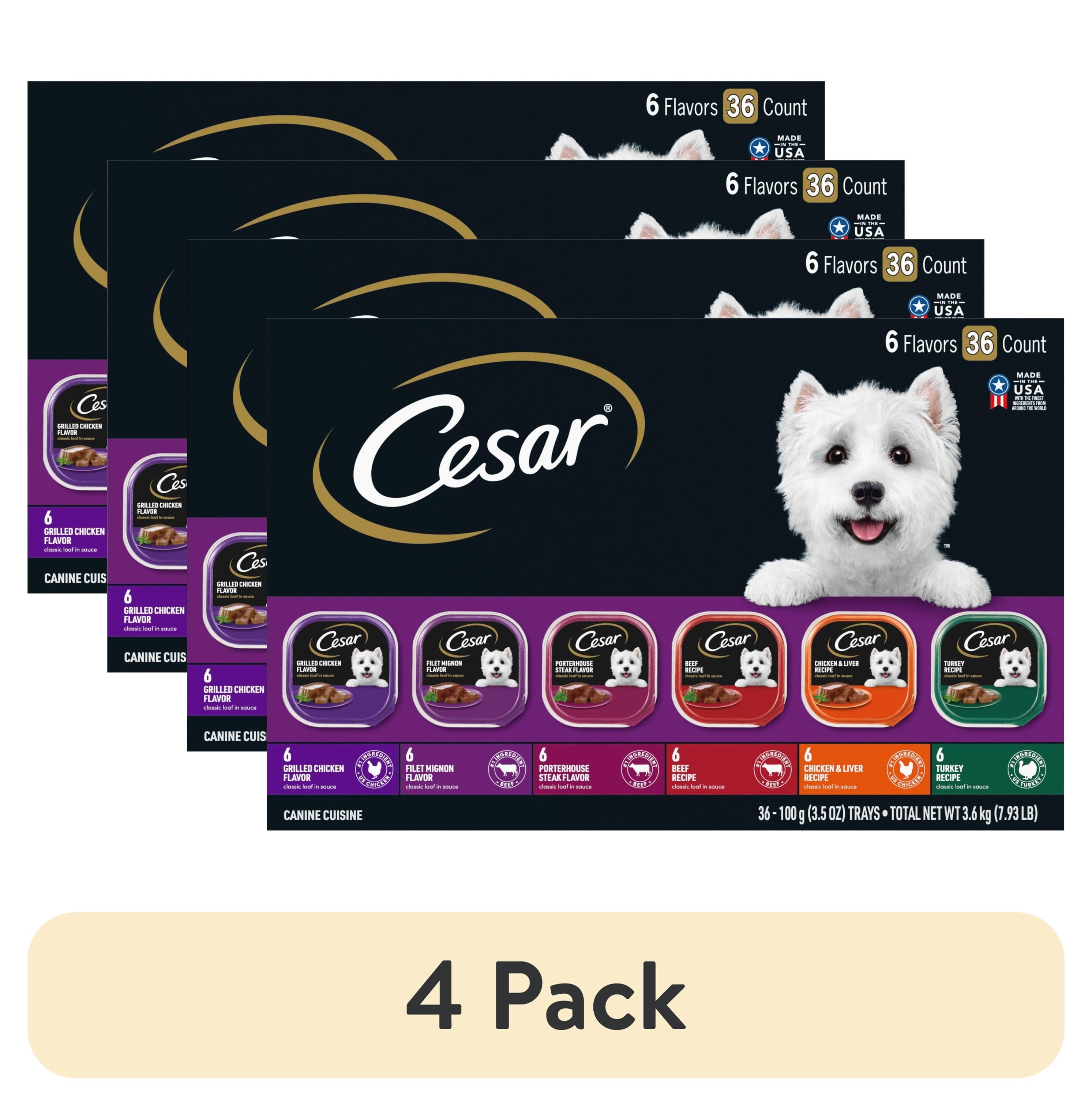 (4 pack) Cesar Classic Loaf In Sauce Wet Dog Food Variety Pack, 3.5 Oz ...