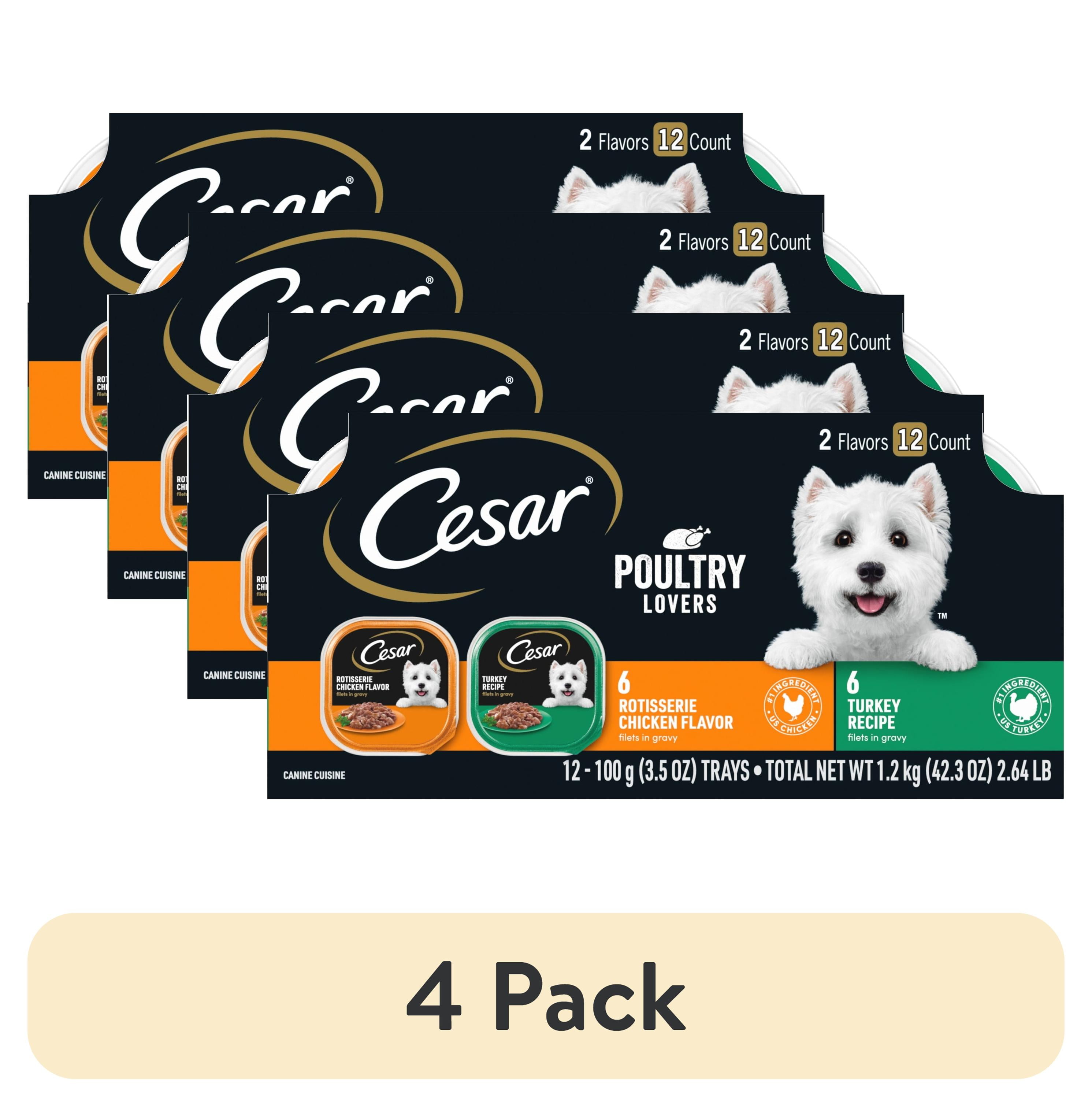(4 pack) Cesar Filets In Gravy Poultry Lovers Variety Pack Wet Dog Food ...