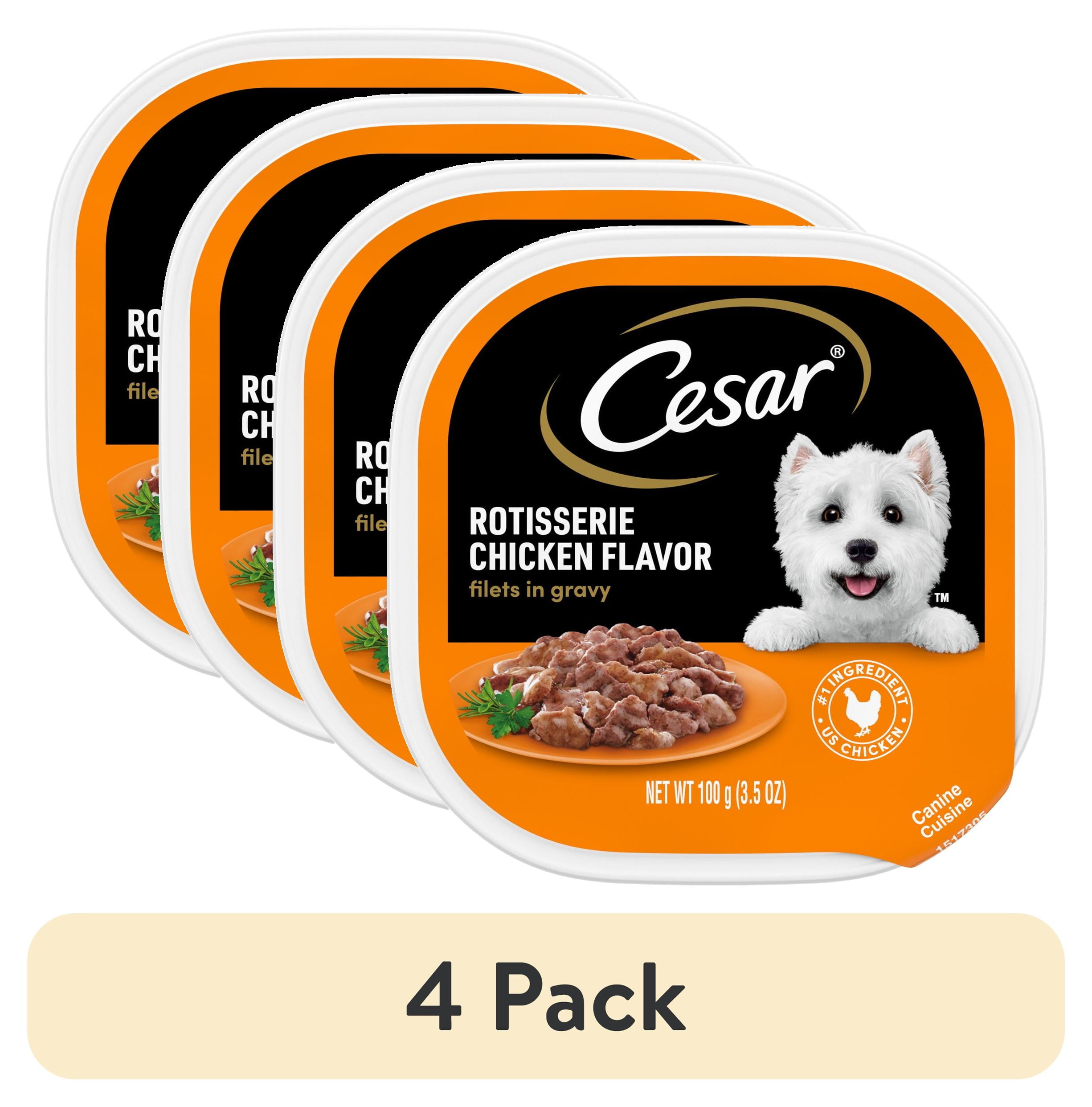(4 pack) Cesar Fillets In Gravy Rotisserie Chicken Wet Dog Food, 3.5 Oz ...