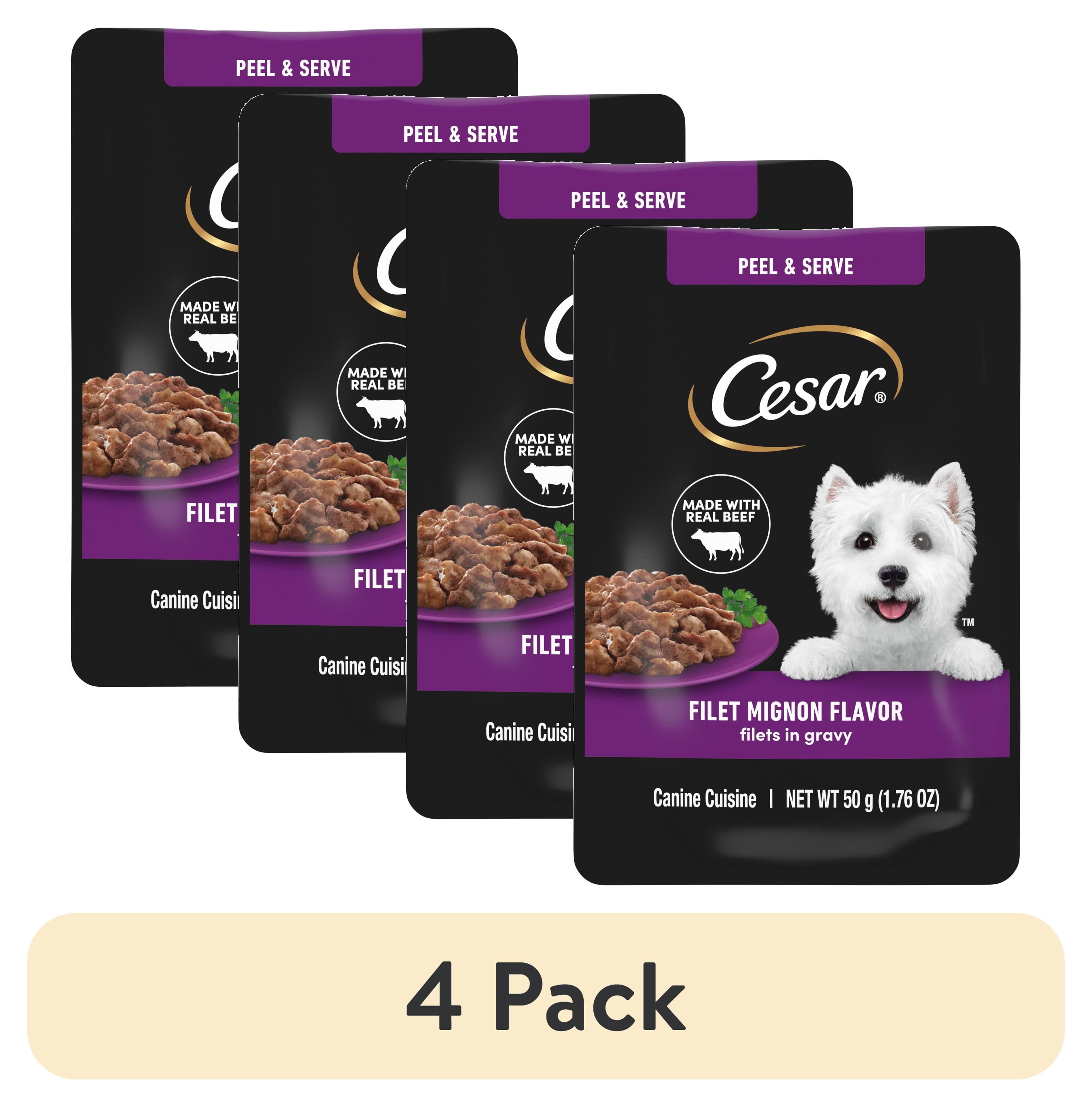 (4 pack) Cesar Pouch Filets In Gravy Filet Mignon Flavor Wet Dog Food ...