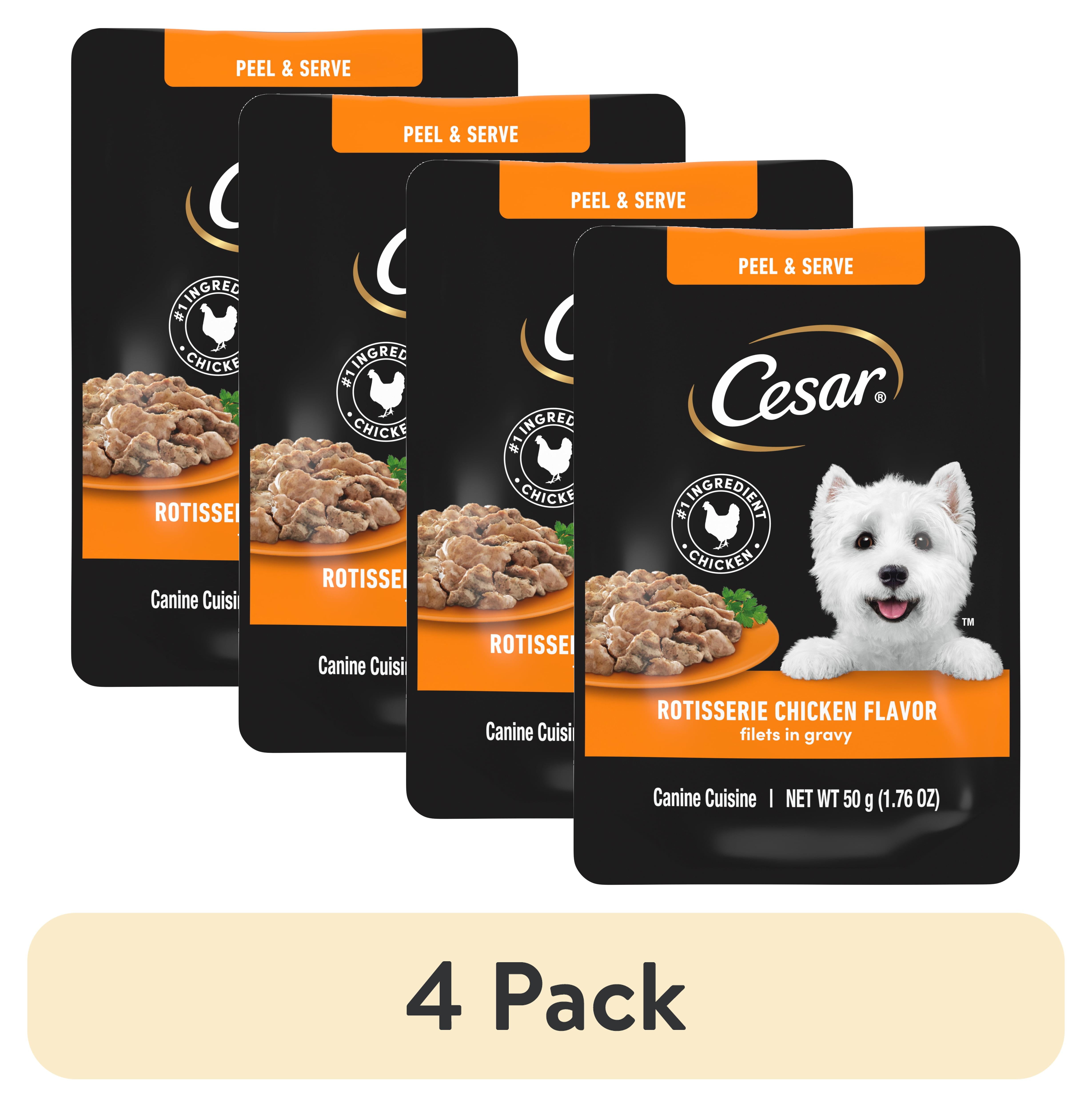 (4 pack) Cesar Pouch Filets In Gravy Rotisserie Chicken Flavor Wet Dog ...