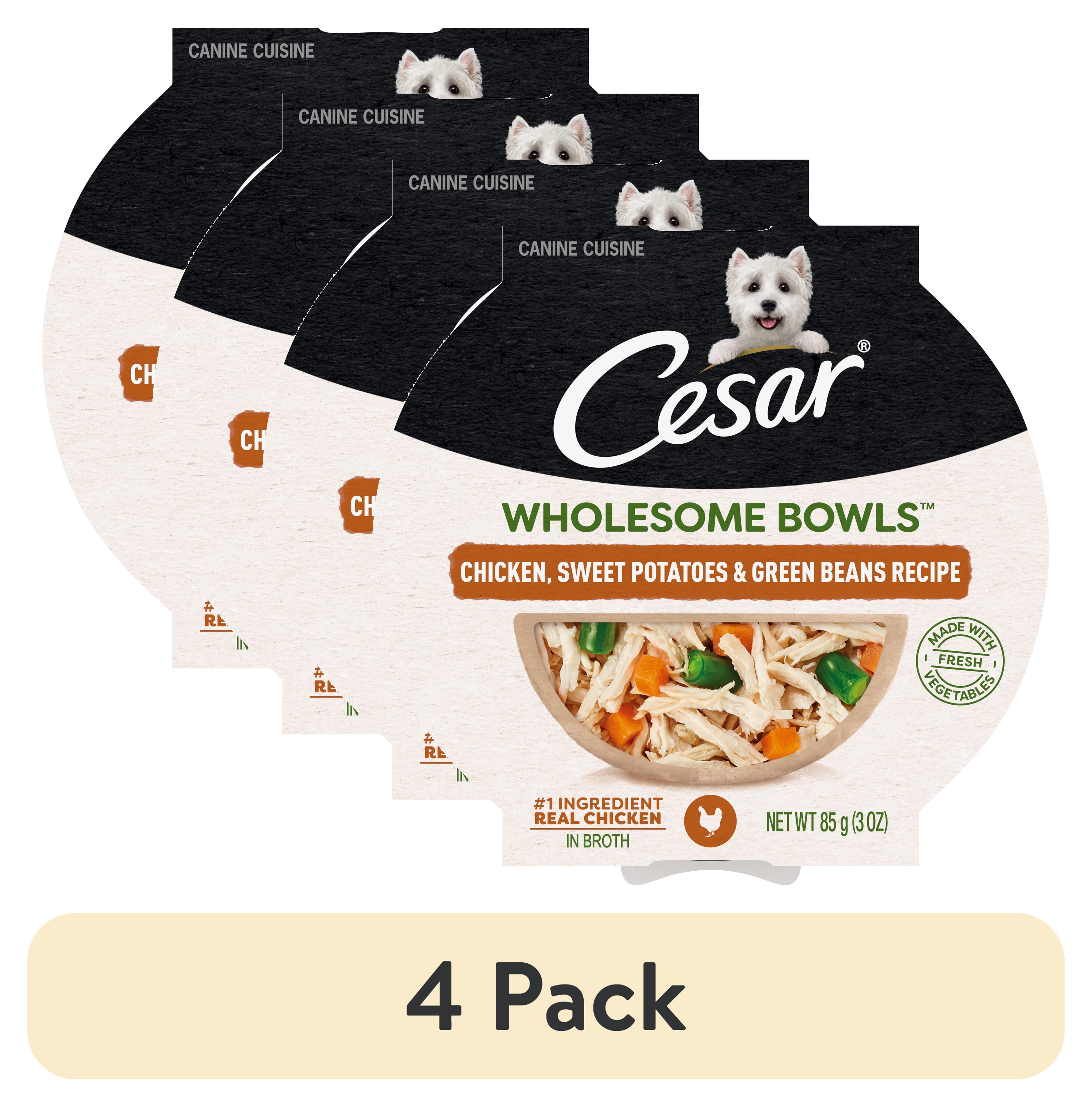 (4 pack) Cesar Wholesome Bowls Chicken, Sweet Potato & Green Beans ...