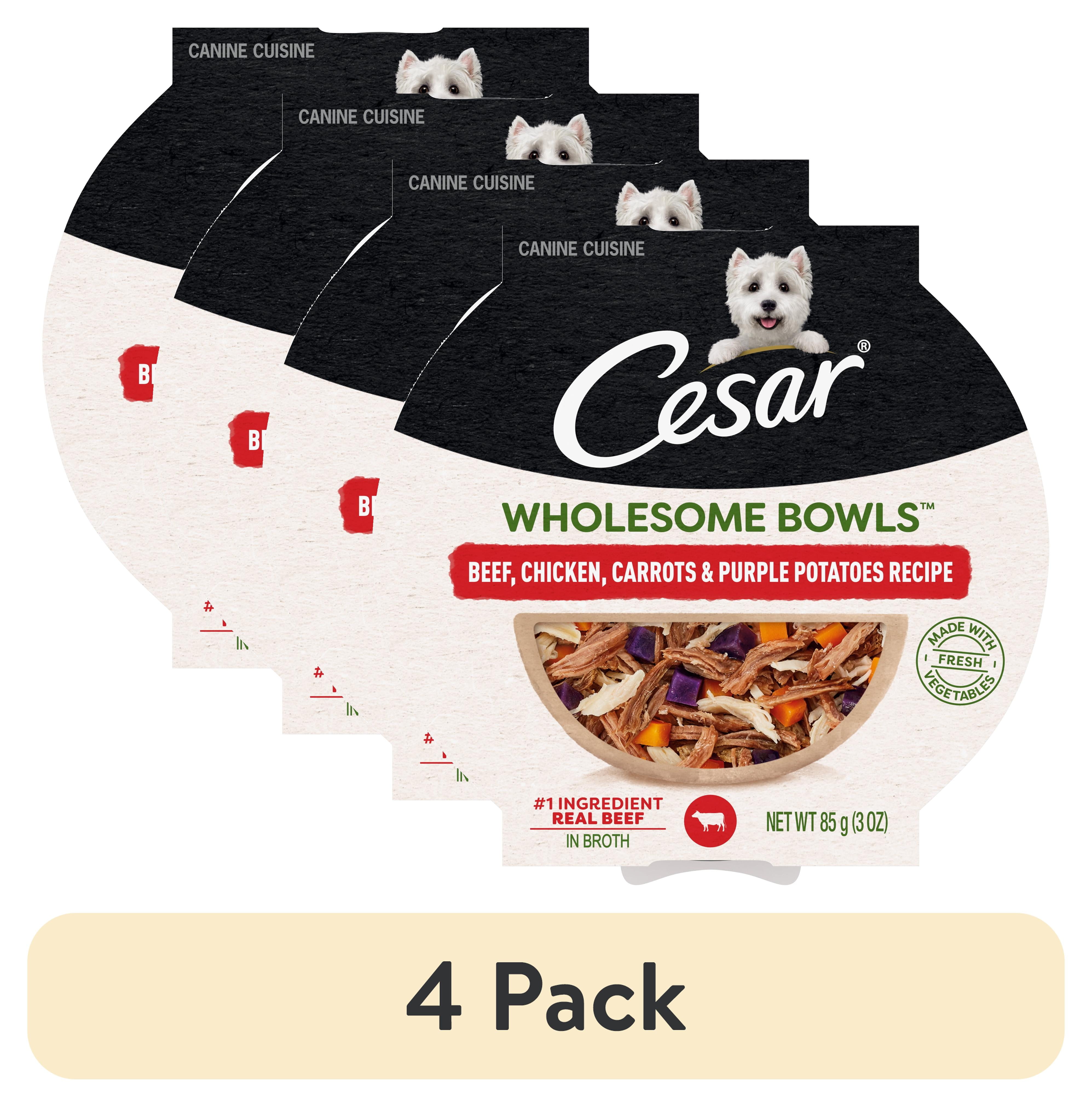 (4 pack) Cesar Wholesome Bowls Wet Dog Food Adult, 3 Oz - Walmart.com