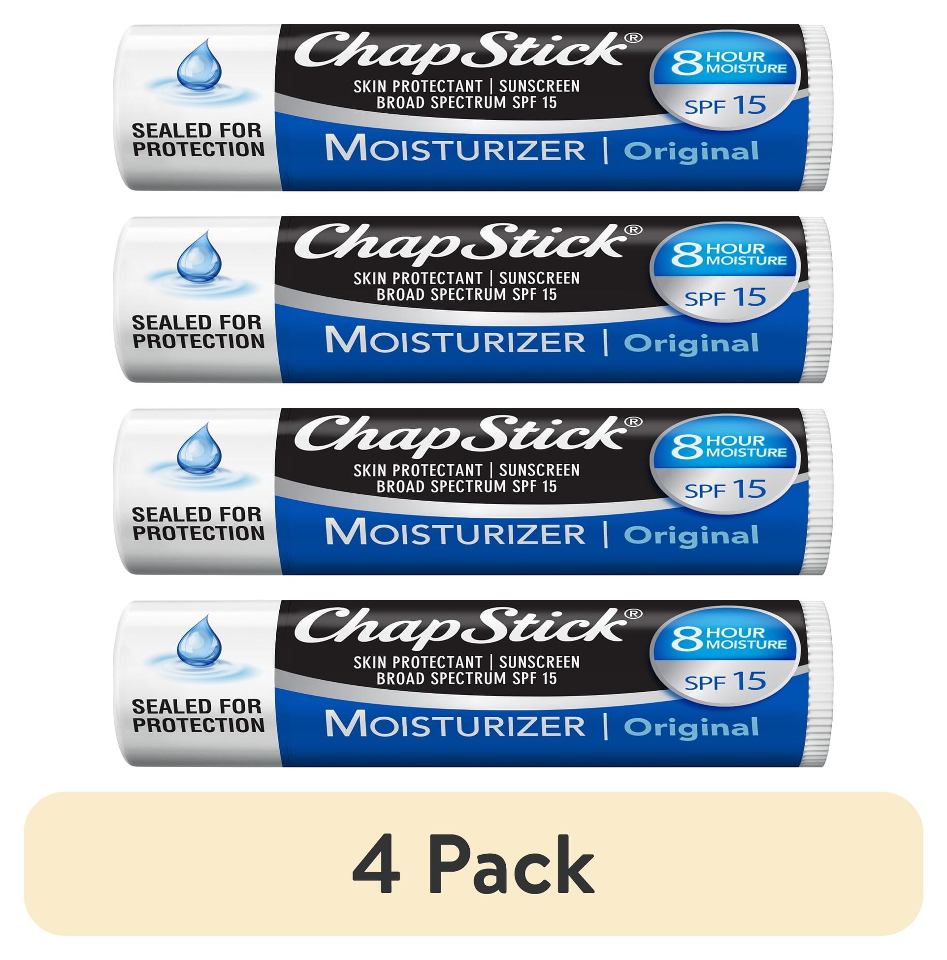 (4 pack) ChapStick Moisturizer Original Lip Balm Tube, SPF 15, 0.15 oz ...