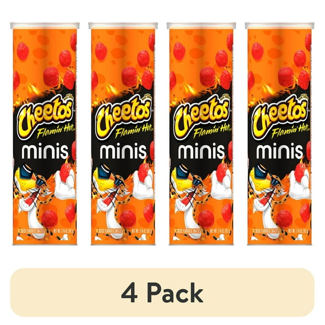 (4 pack) Cheetos Brand Minis Flamin’ Hot Cheese Flavored Canister, 3. ...