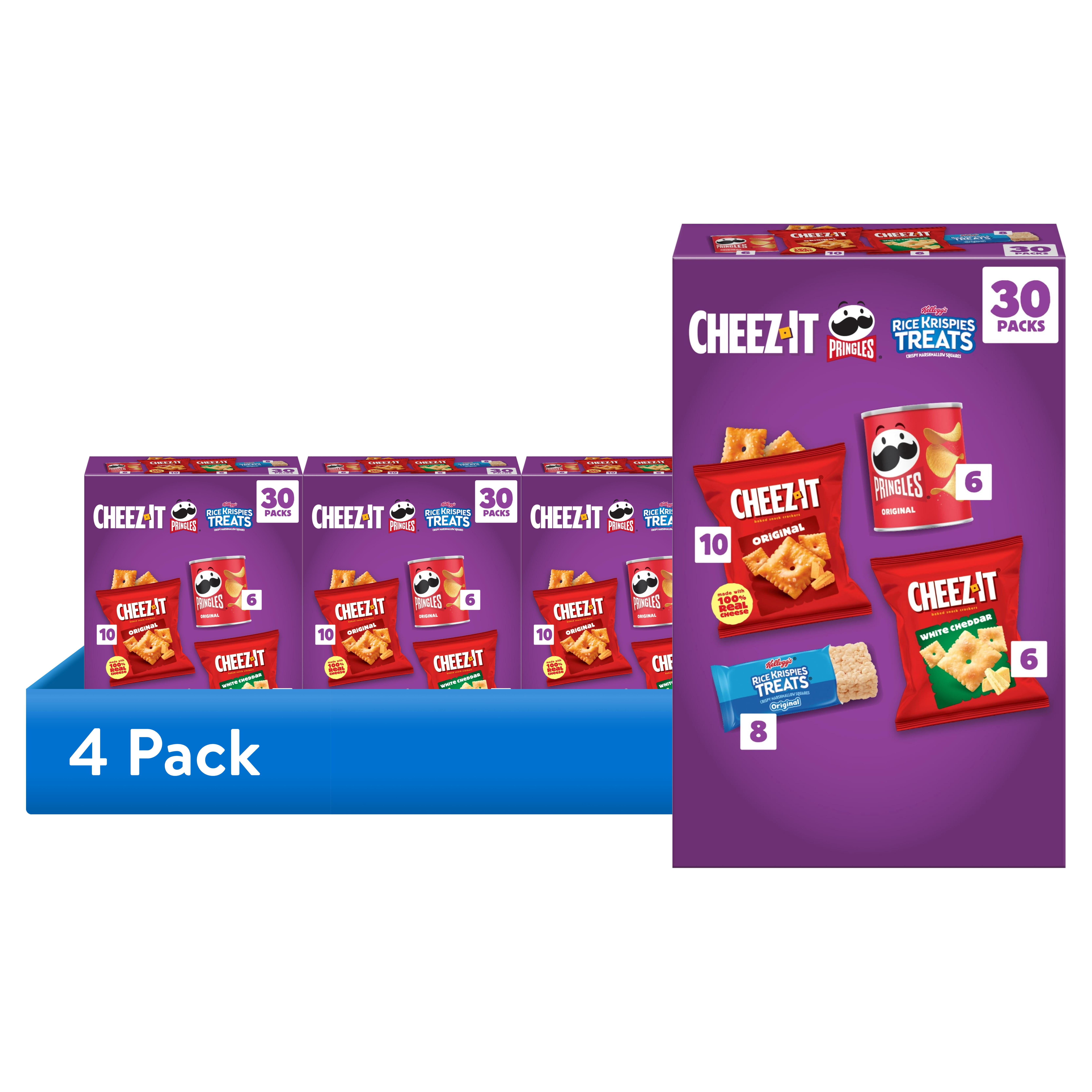 (4 pack) Cheez-It, Pringles & Rice Krispies Variety Pack Lunch Snacks ...