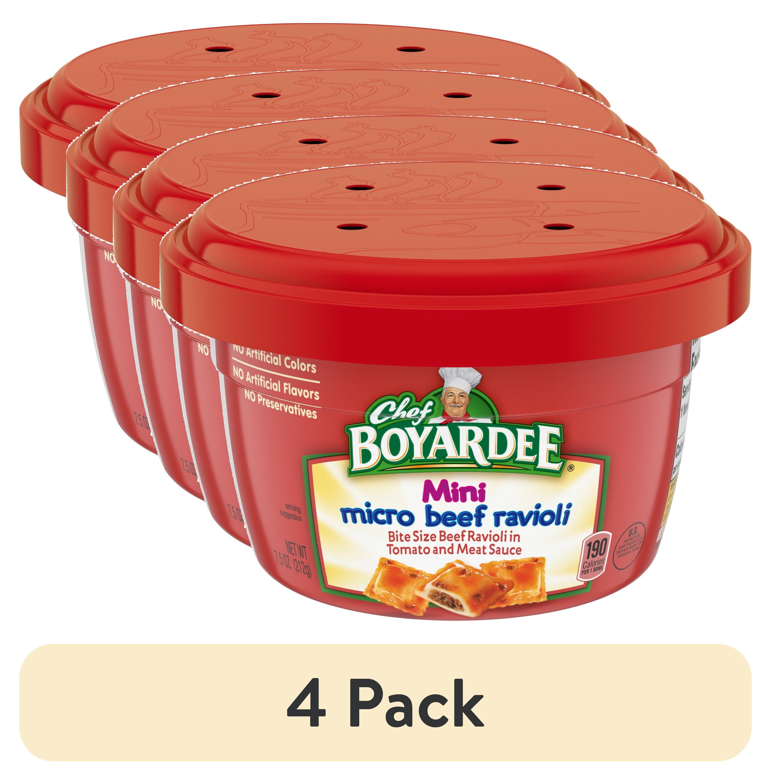 (4 pack) Chef Boyardee Mini Micro Beef Ravioli in Tomato and Meat Sauce ...