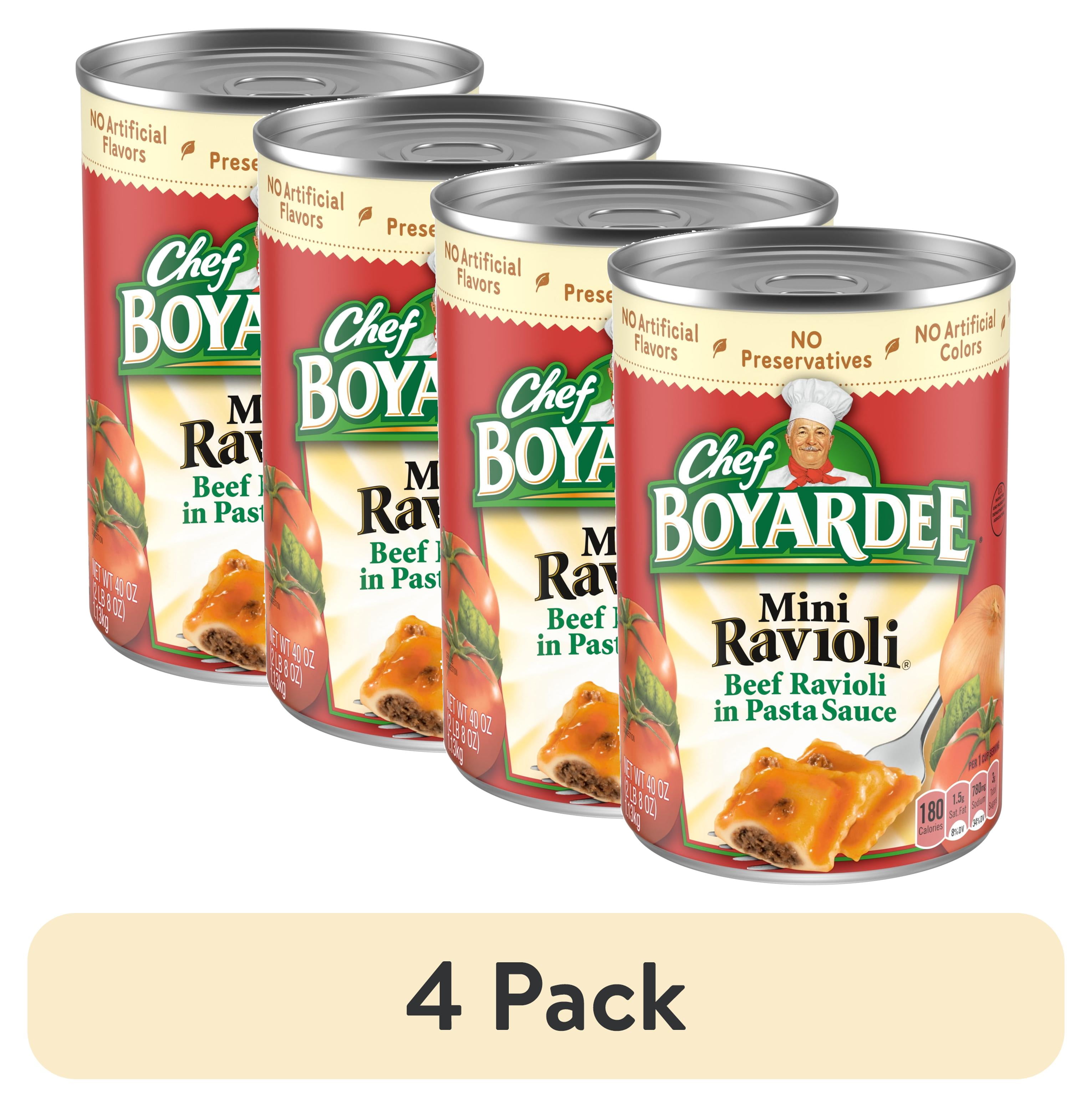 (4 pack) Chef Boyardee Mini Ravioli, Beef Ravioli in Pasta Sauce, Ready ...