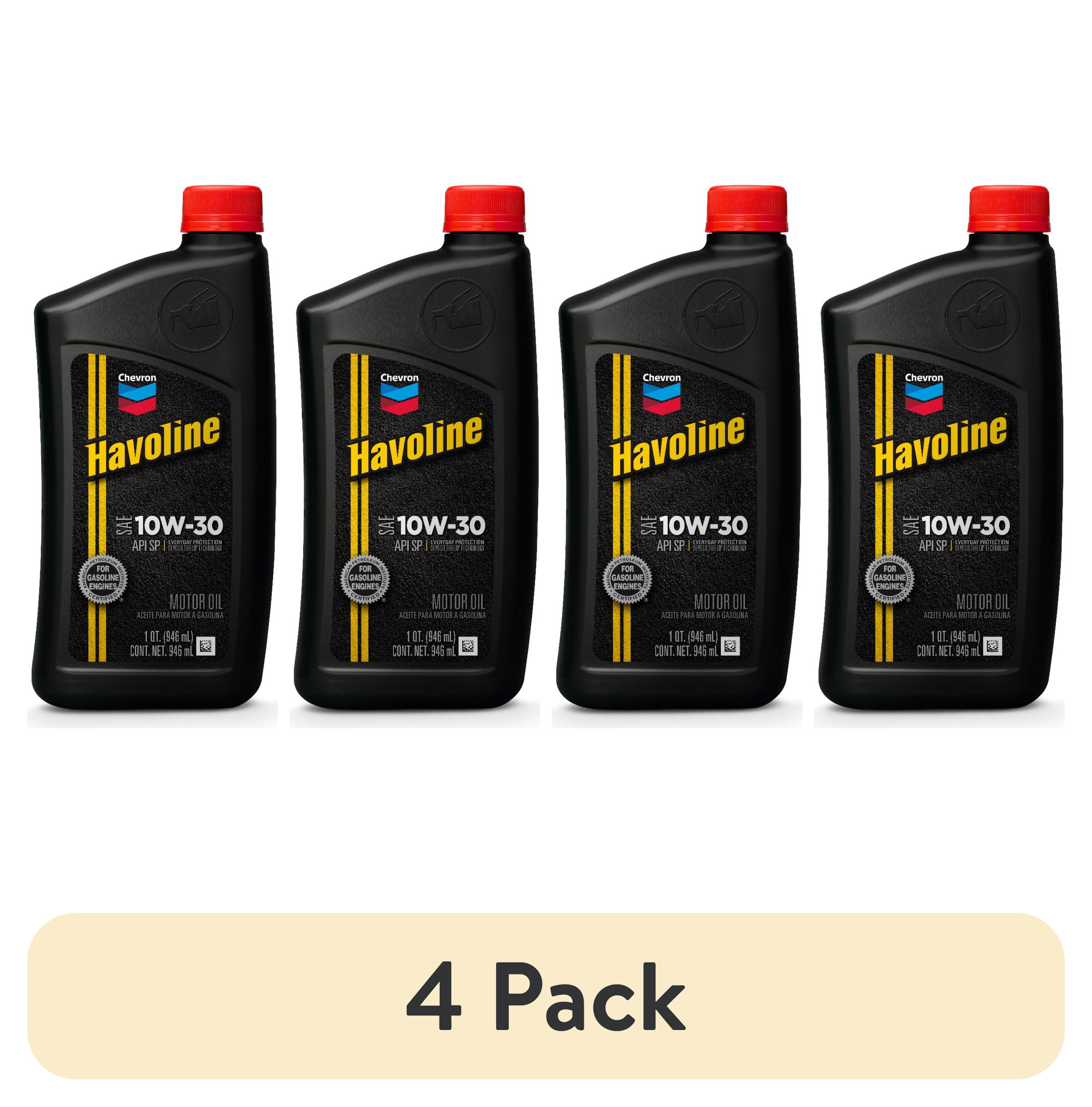 (4 pack) Chevron Havoline Conventional Motor Oil 10W-30, 1 Quart Bottle ...