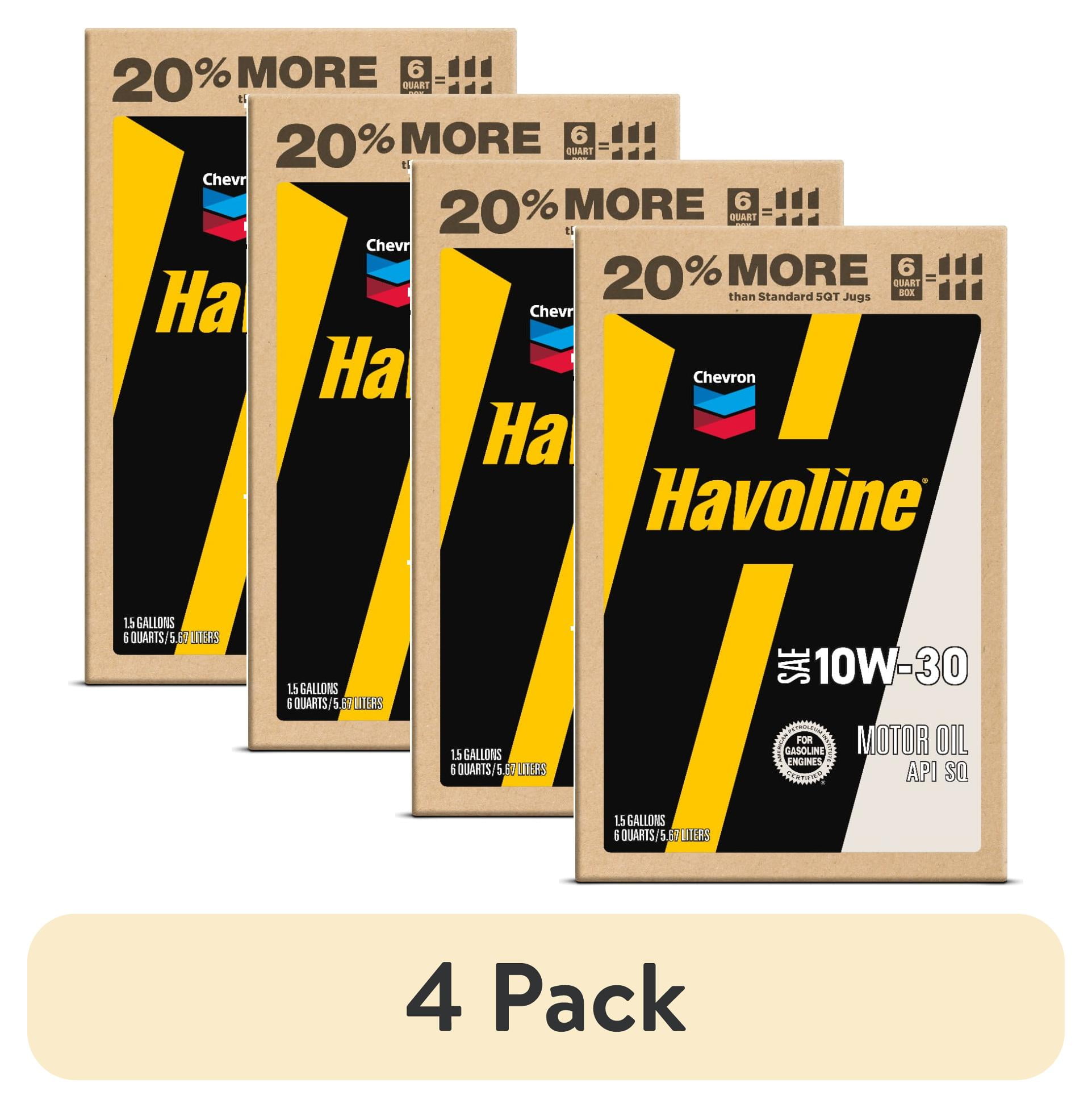 (4 pack) Chevron Havoline Conventional Motor Oil 10W-30, 6 Quart Smart ...