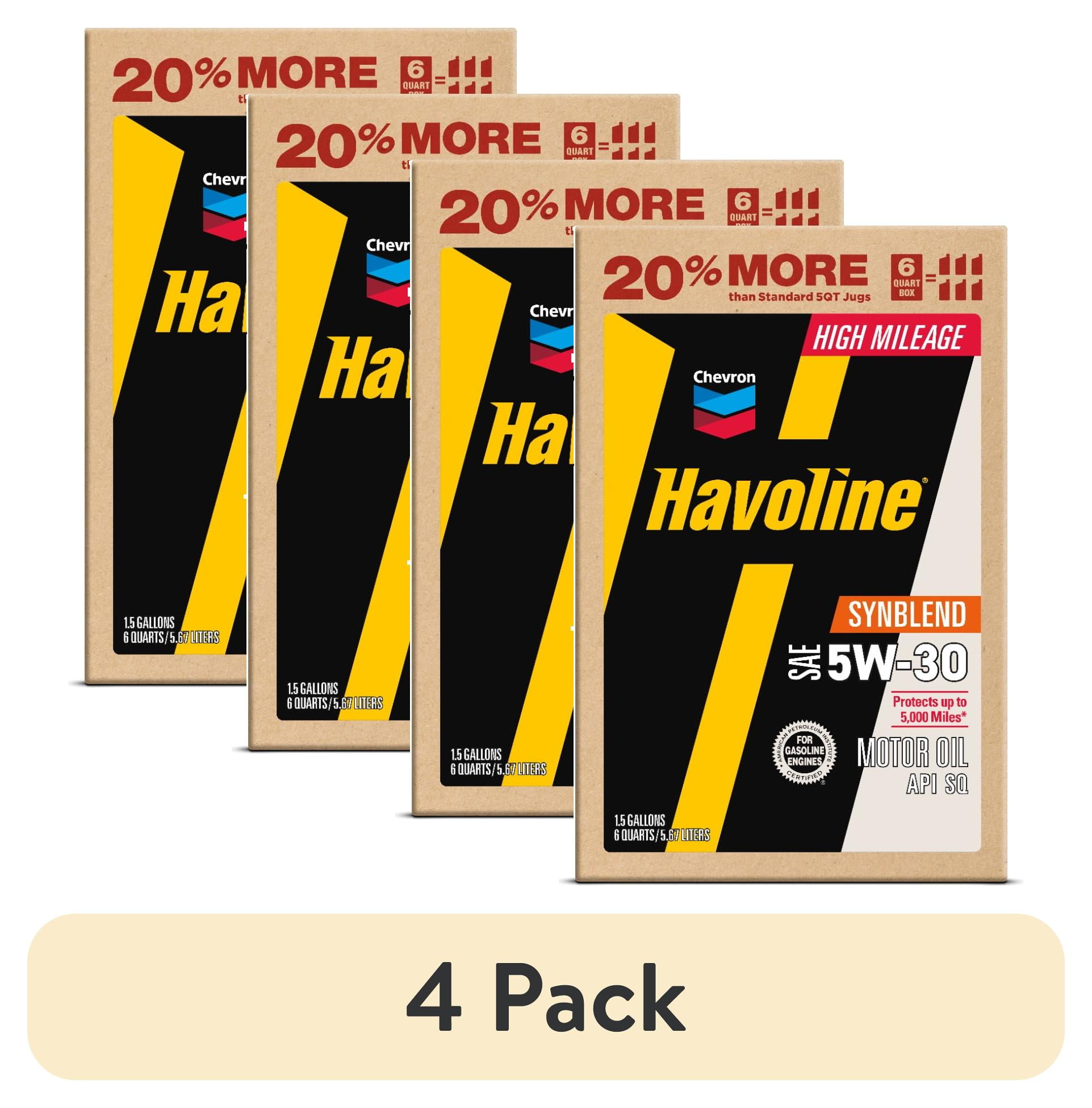 (4 pack) Chevron Havoline High Mileage Synthetic Technology Motor Oil ...