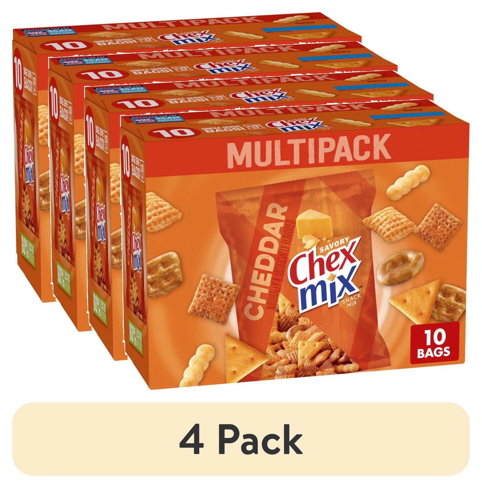 (4 pack) Chex Mix Cheddar Snack Mix, Single Serve Snack Bags, Multipack ...