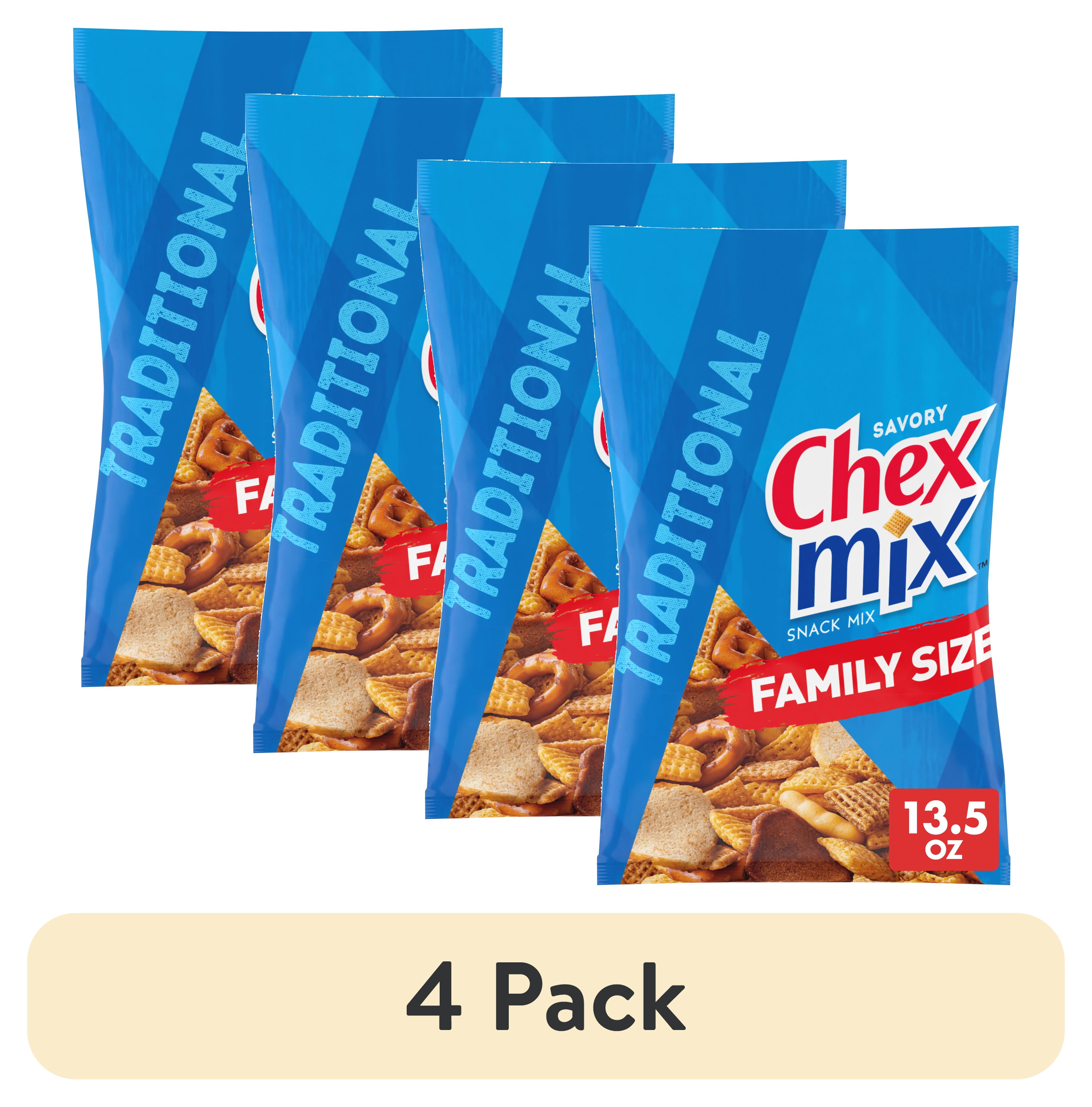 (4 pack) Chex Mix Traditional Savory Snack Mix, Snacks, Family Size, 13 ...