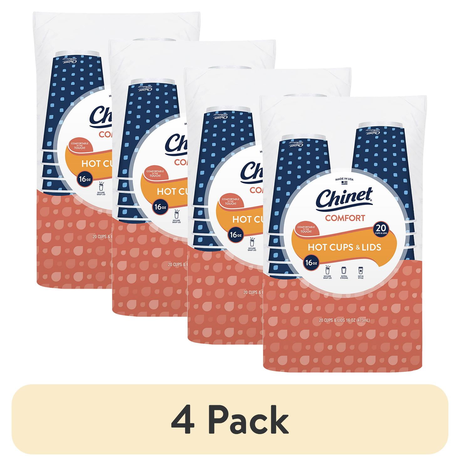 (4 pack) Chinet Comfort® Premium Disposable Paper Hot Cups with Lids ...