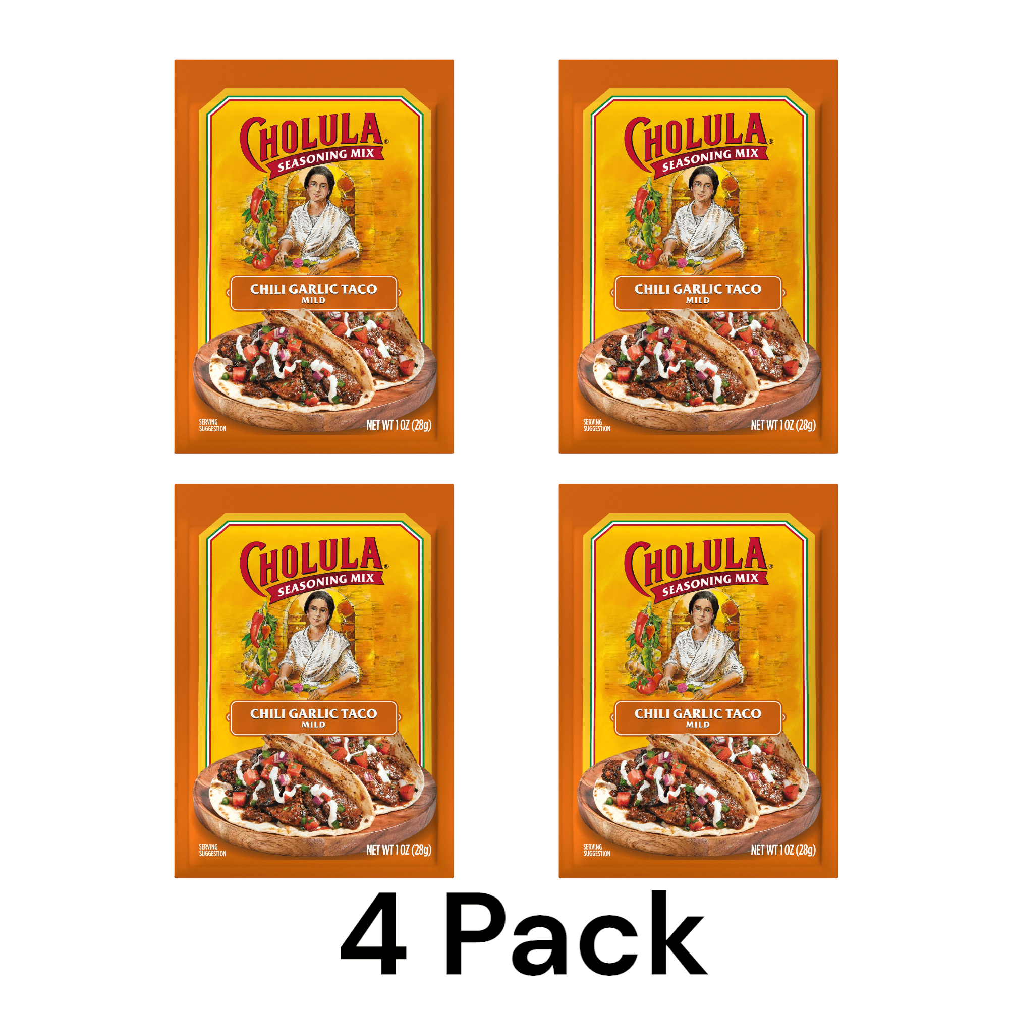 (4 pack) Cholula Chili Garlic Taco Seasoning Mix, 1 oz - Walmart.com