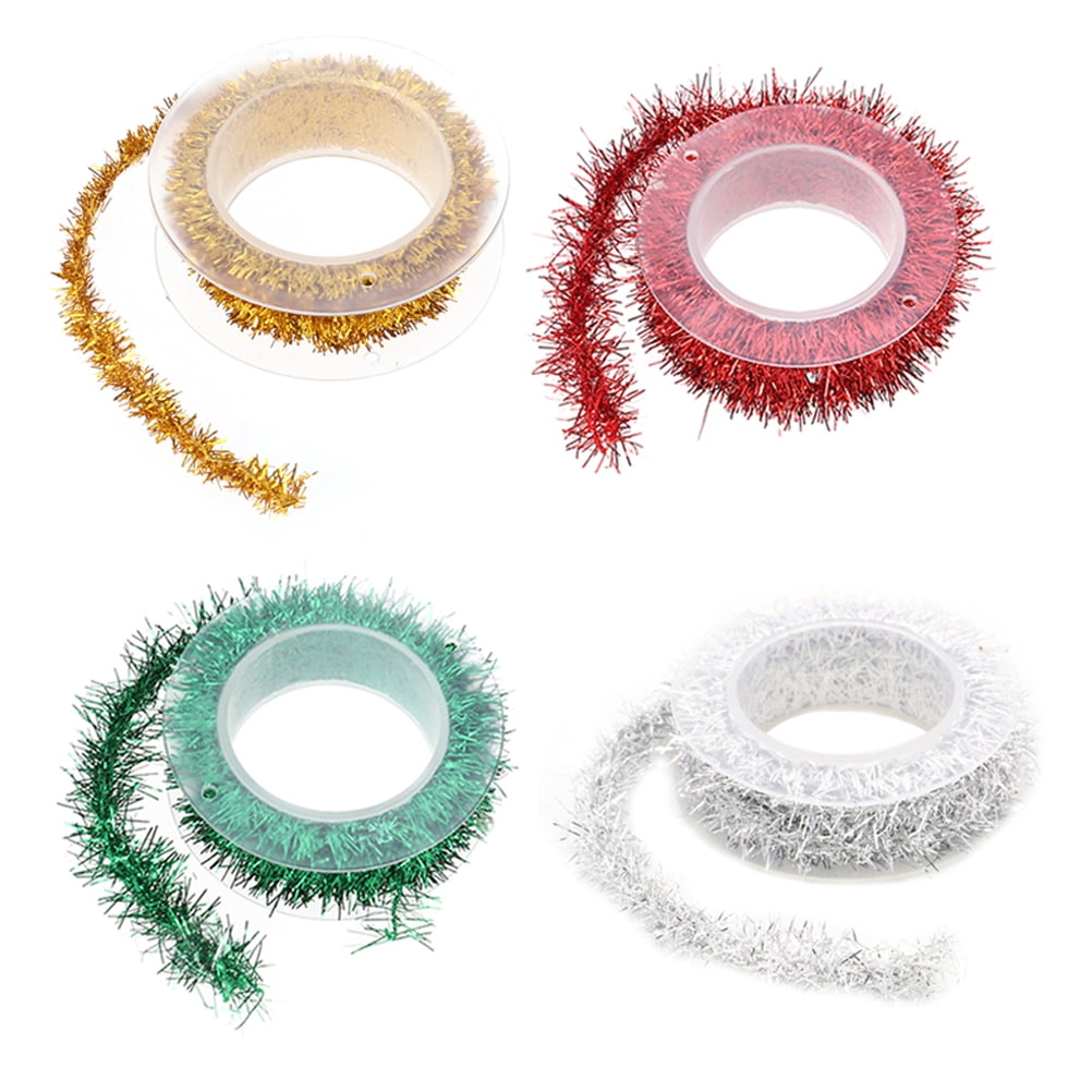 4 pack Christmas Tinsel Garland 4.9FT Thin Glitter Tinsel Metallic ...