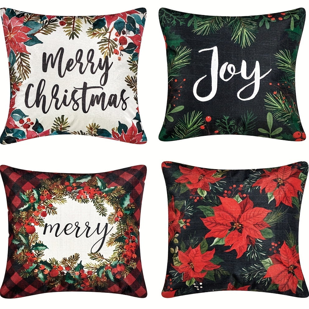 4-pack Christmas cushion covers 18*18 inches Merry Christmas pillowcase ...