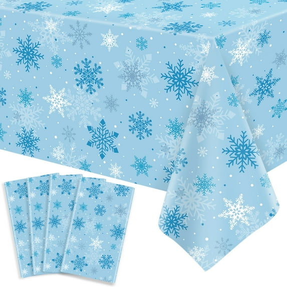 4PCS Christmas Snowflake Tablecloth Snowflake Xmas Party Table Cover ...