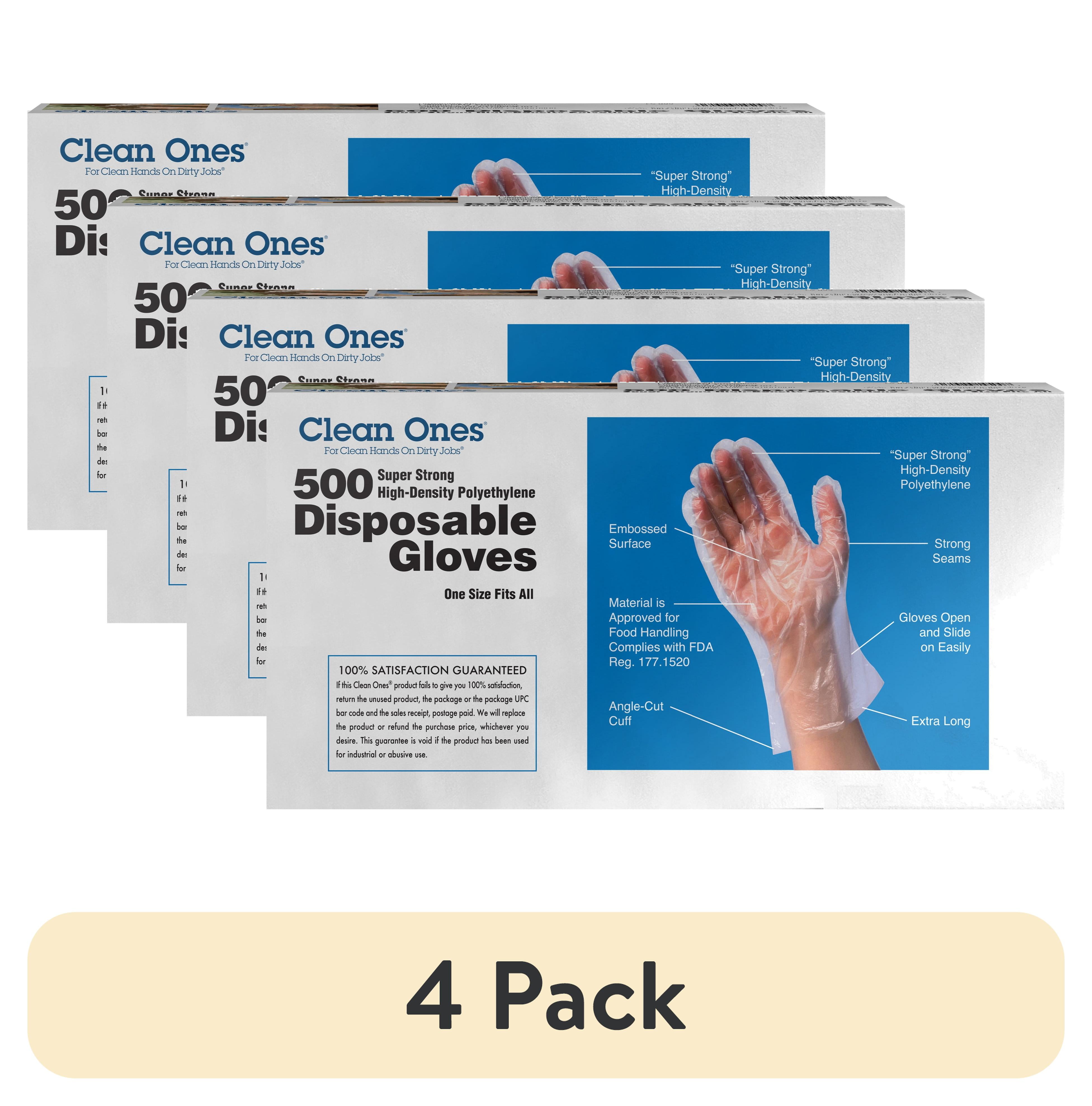 (1 pack) Clean Ones Disposable Food-Safe Poly Gloves, One Size, 500 ...