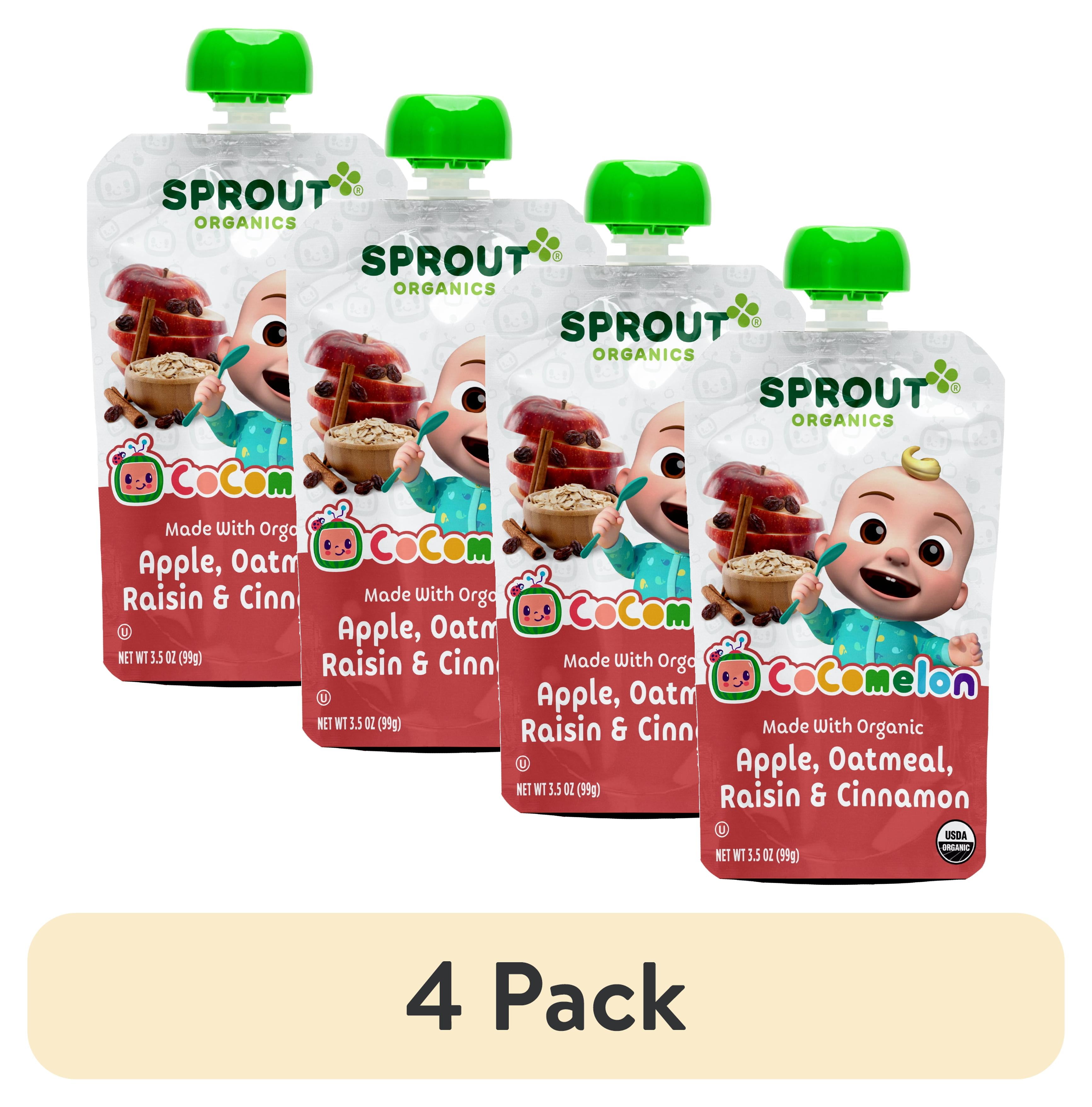(4 pack) CoComelon Sprout Organic Baby Food, Stage 2 Pouch, Apple ...