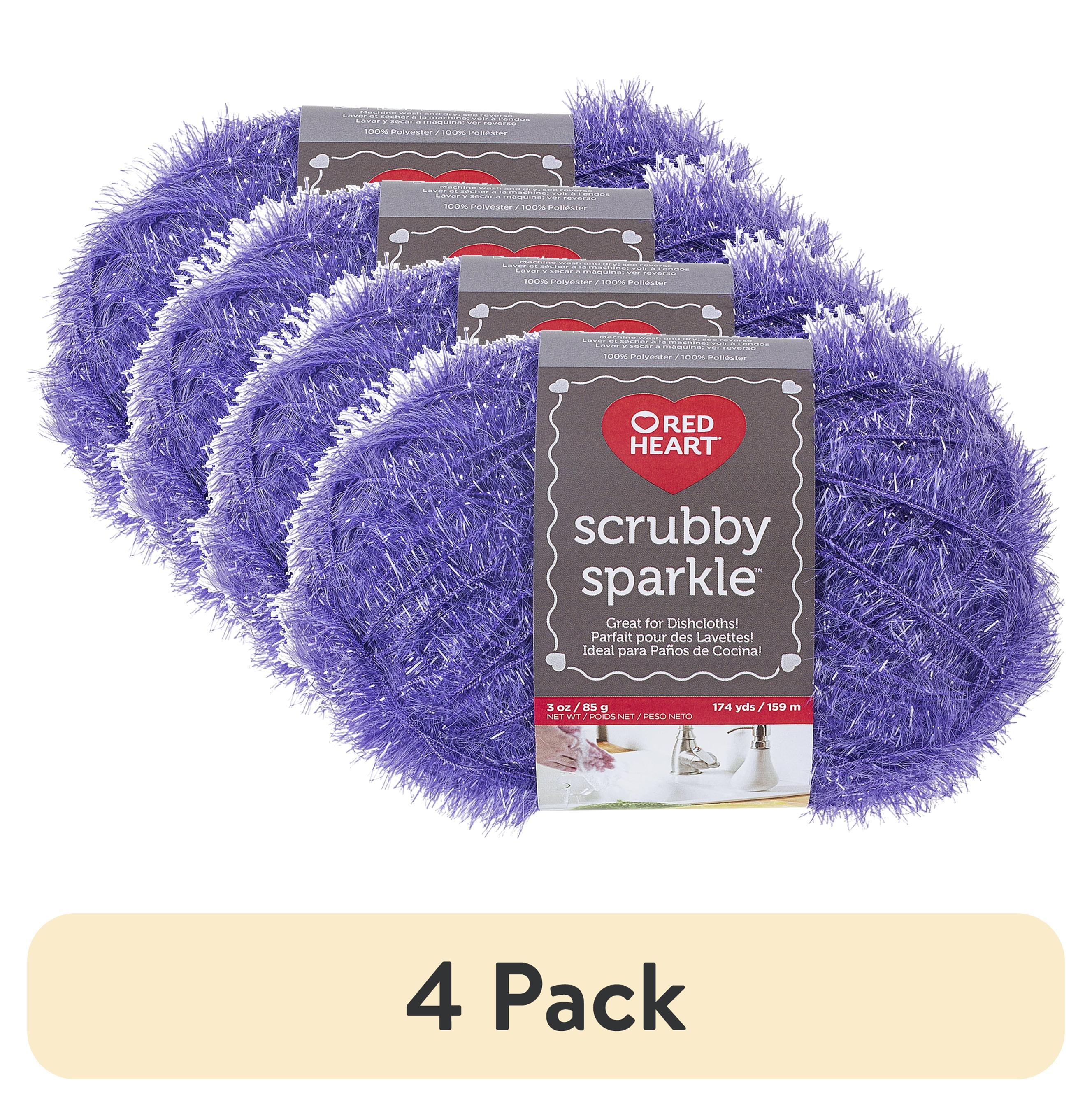 (4 pack) Red Heart® Scrubby Sparkle™ 4 Worsted (Medium) Polyester Yarn ...
