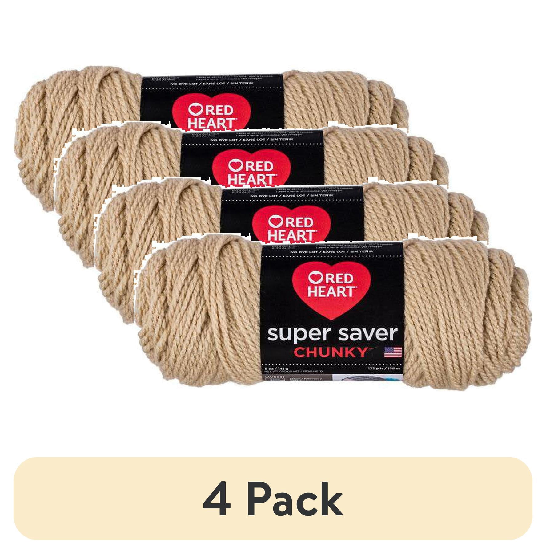 (4 pack) Coats Yarn E306-0334 Red Heart Super Saver Yarn Chunky, Buff ...