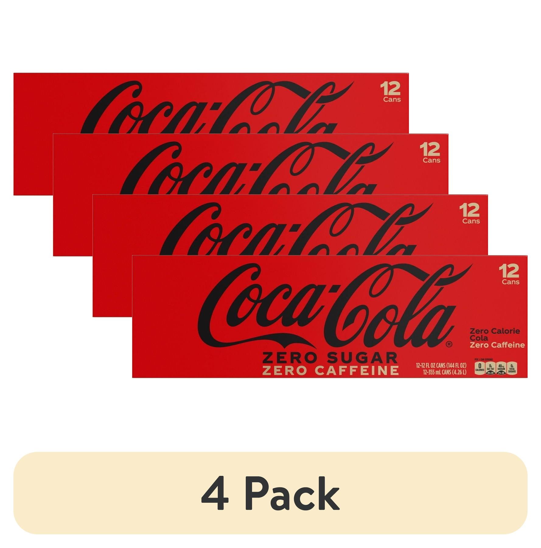 (4 pack) Coca-Cola Zero Calorie Caffeine Free Coke 12 oz Cans - 12 oz ...