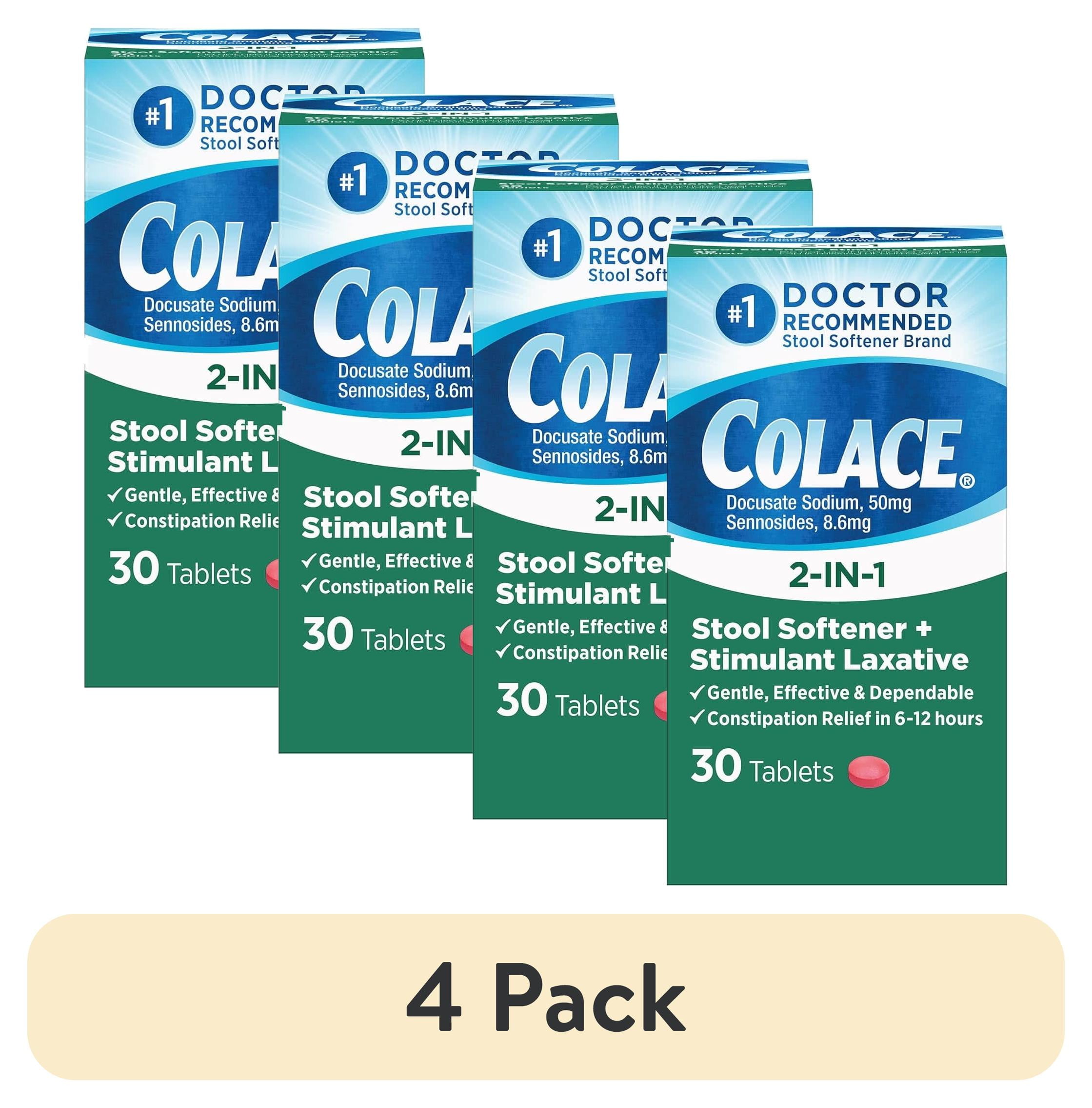 (4 pack) Colace 2-in-1 Stool Softener with Stimulant Laxative Tablets ...