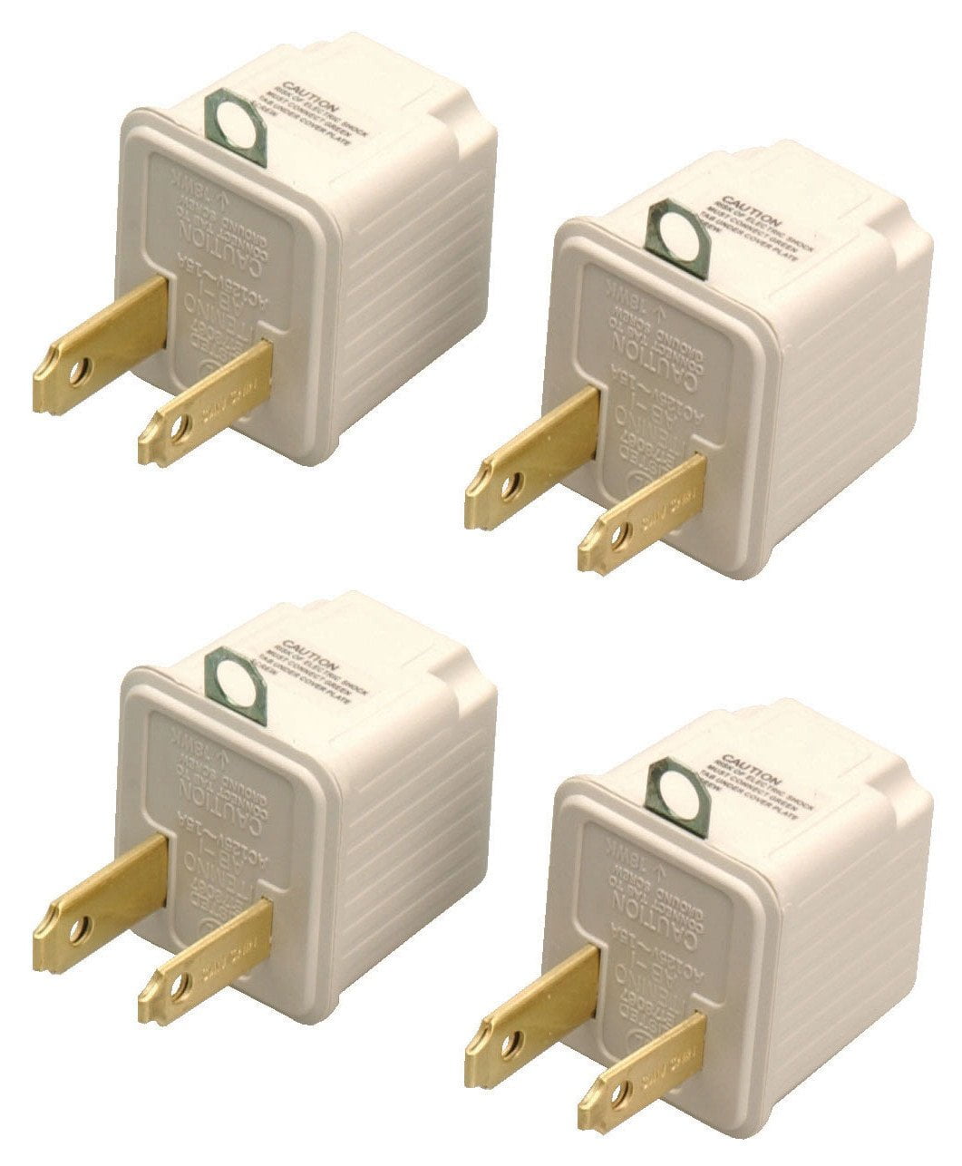 Coleman Cable 9901, 3-Prong to 2-Prong Grounding Outlet Adapters, 4 ...