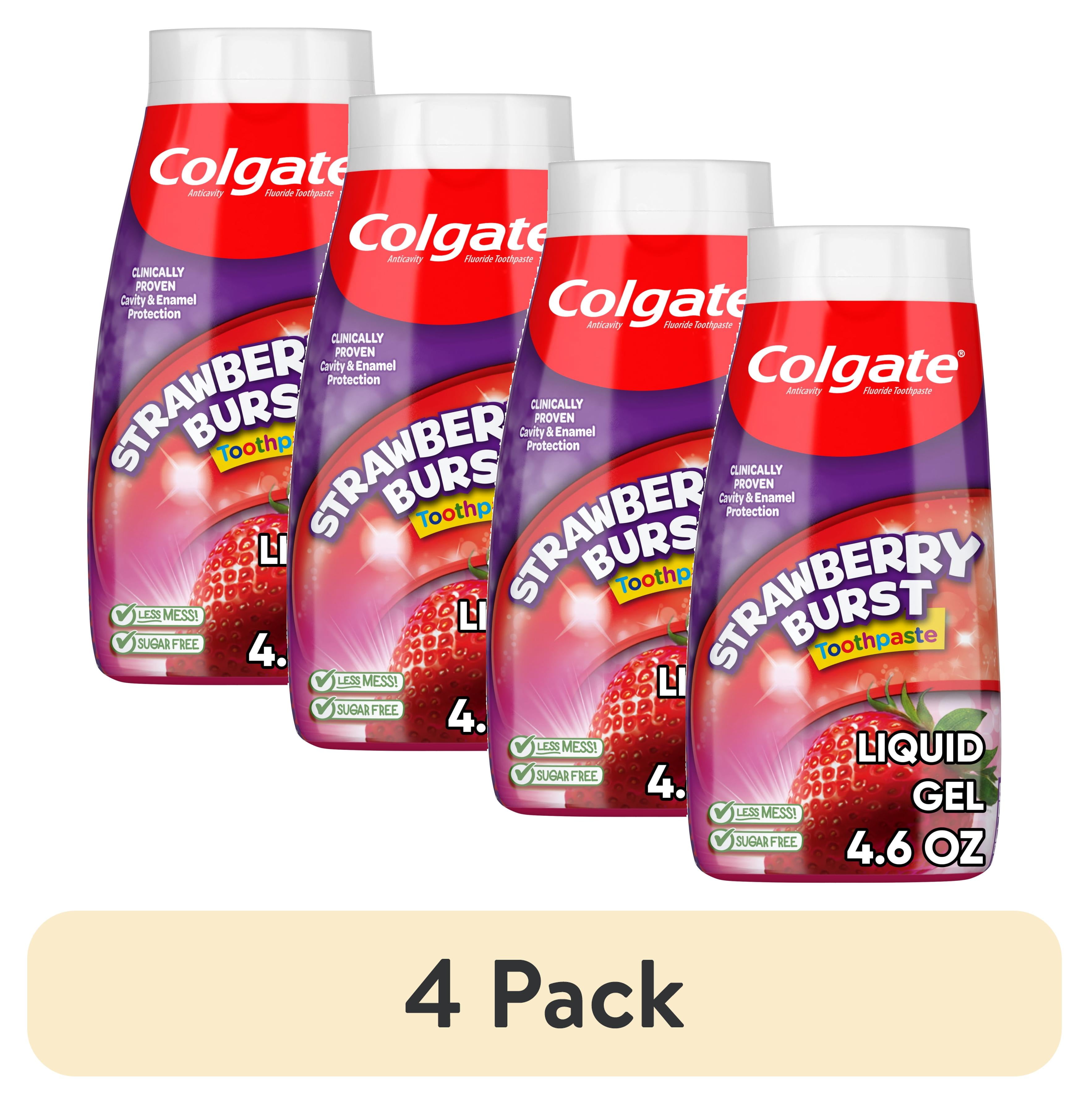 (4 pack) Colgate Kids Fluoride Toothpaste, Strawberry Burst, 4.6 oz ...