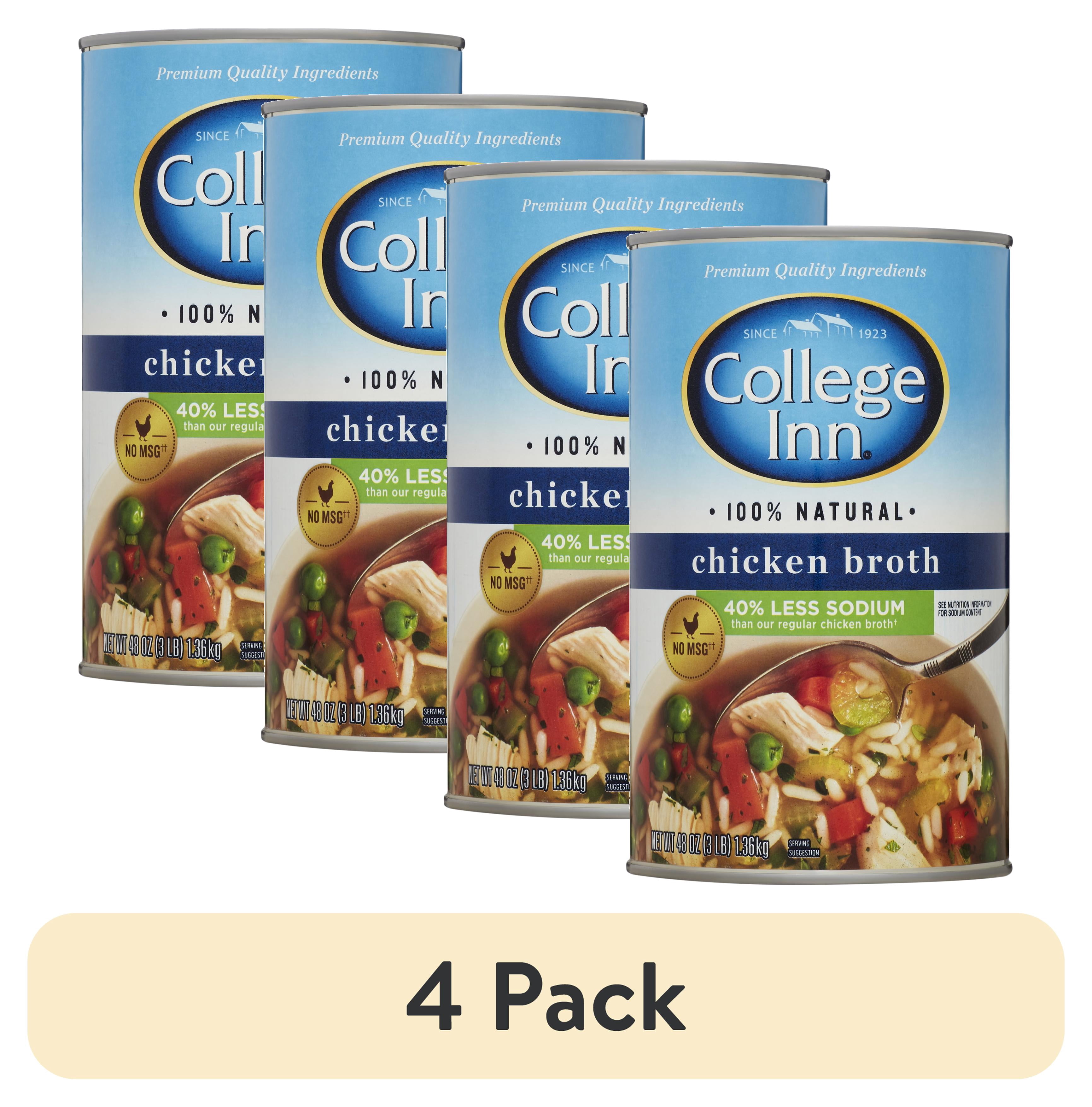 (4 pack) College Inn 40% Less Sodium Chicken Broth, 48 oz Can - Walmart.com