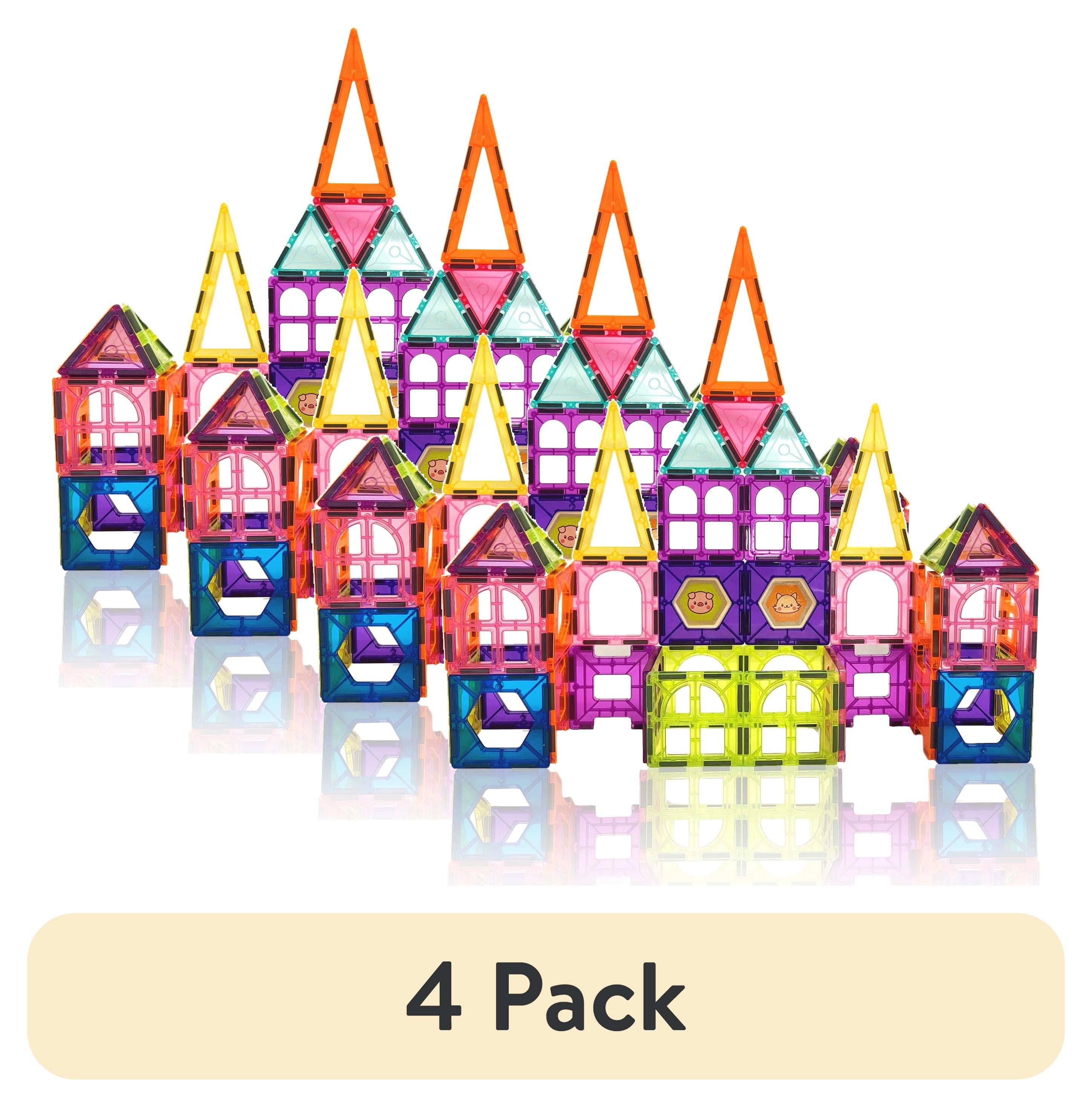 (4 pack) Contixo Magnetic Tiles, 3D Magnetic Blocks, STEM & Sensory ...