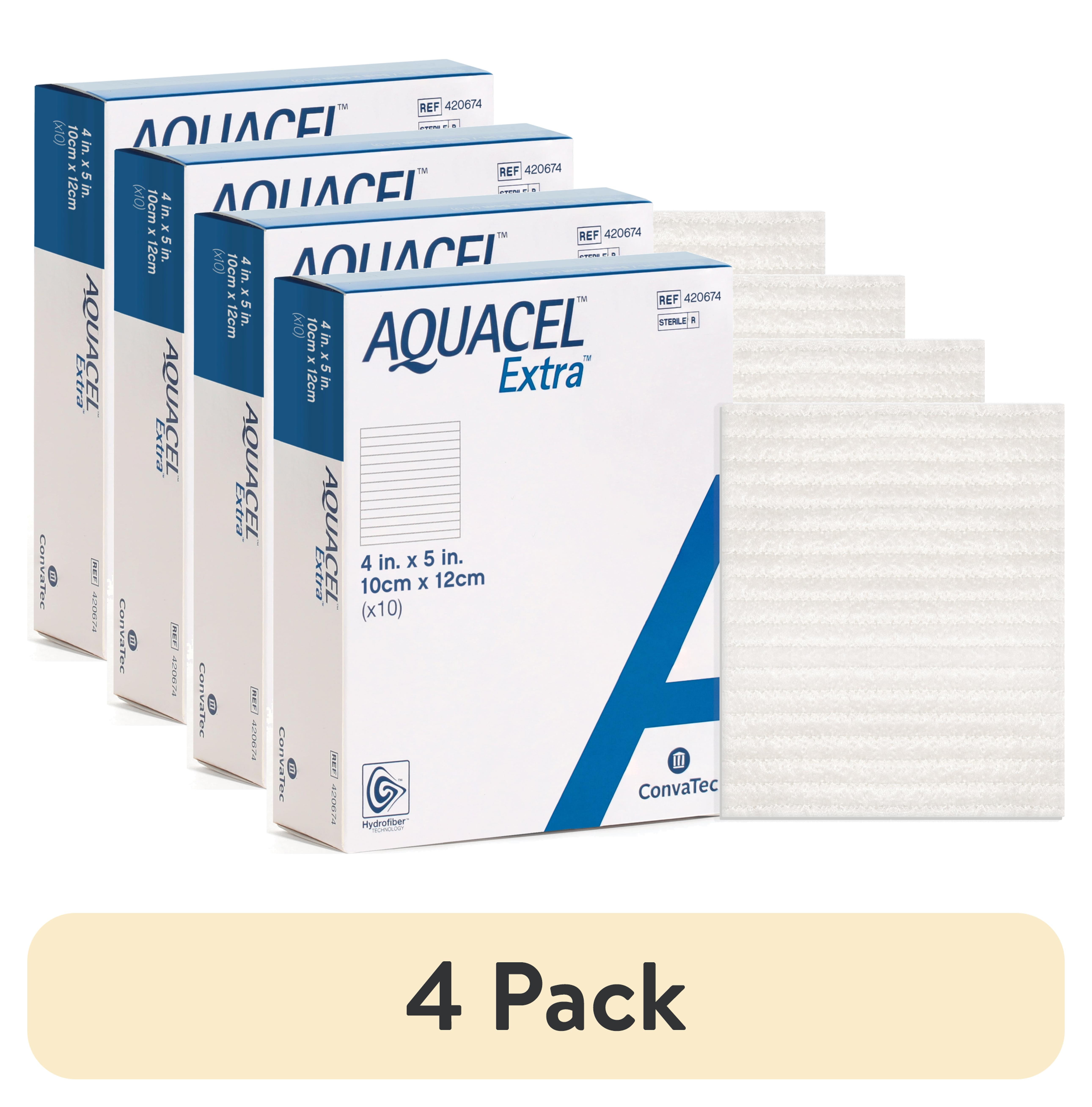(4 pack) Convatec AQUACEL Extra 4"x5" Hydrofiber Dressing for Exuding ...
