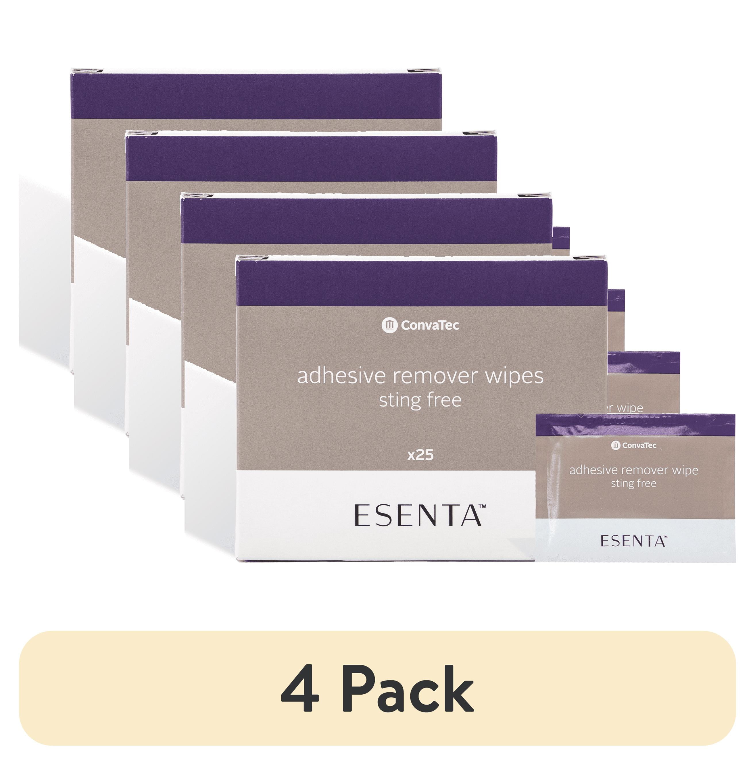 (4 pack) Convatec ESENTA Adhesive Remover Wipes, Alcohol-Free, 25ct Box for Stomas & Wounds ...