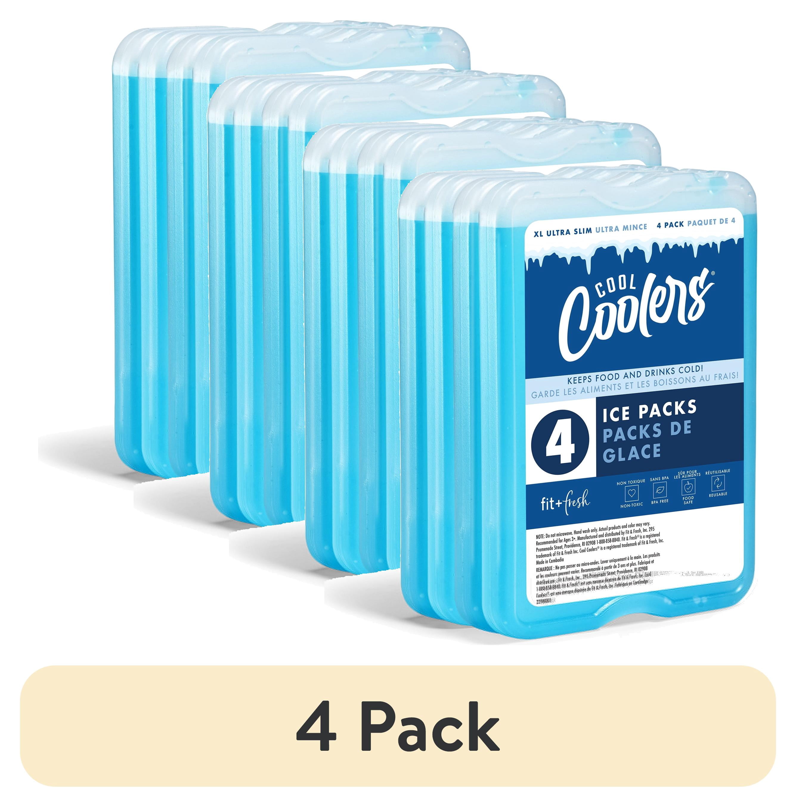 (4 pack) Cool Coolers by Fit & Fresh XL Slim Ice Packs, Space Saving ...