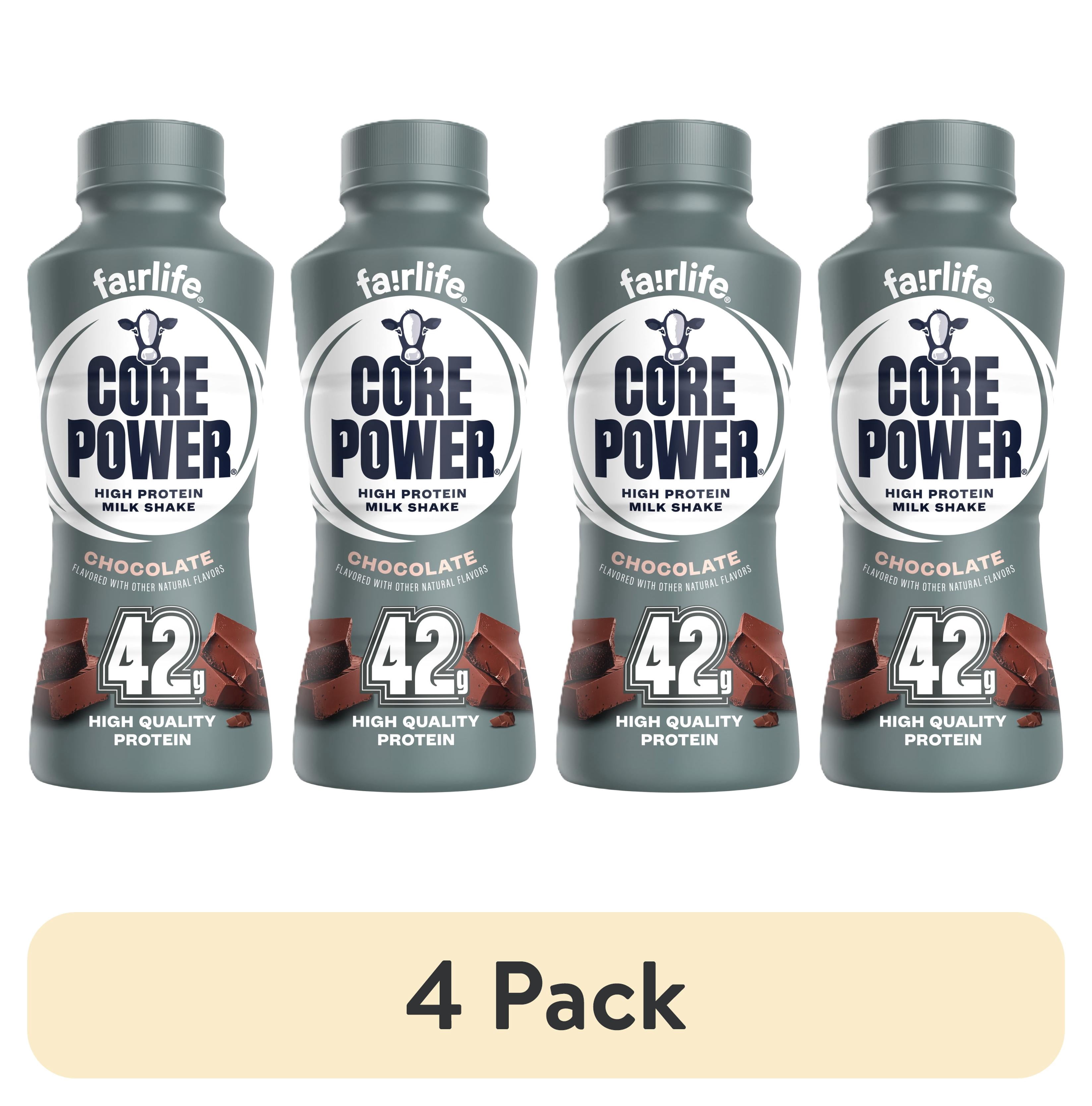 (4 pack) Core Power High Protein Shake, Chocolate, 42g Bottle, 14 fl oz ...