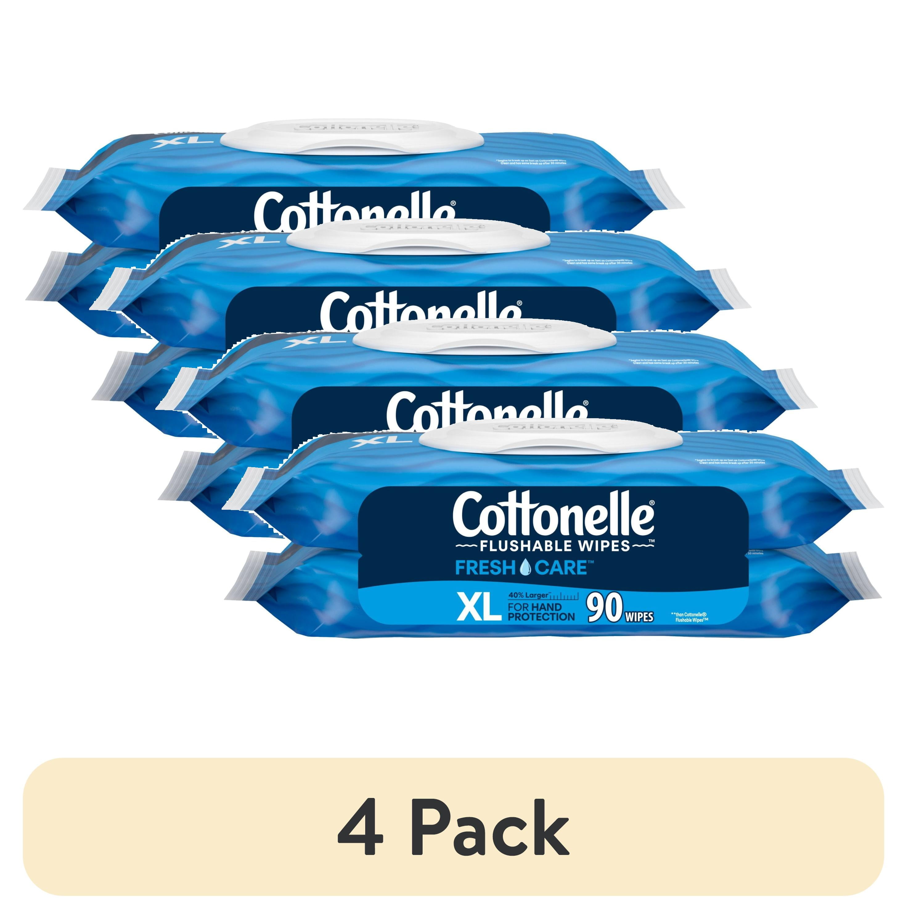 (4 pack) Cottonelle XL Flushable Wet Wipes, 2 Flip-Top Packs - Walmart.com