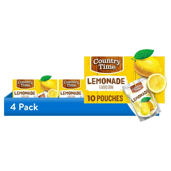 (4 pack) Country Time Ready to Drink Flavored Drink, 10 Pouches, for ...