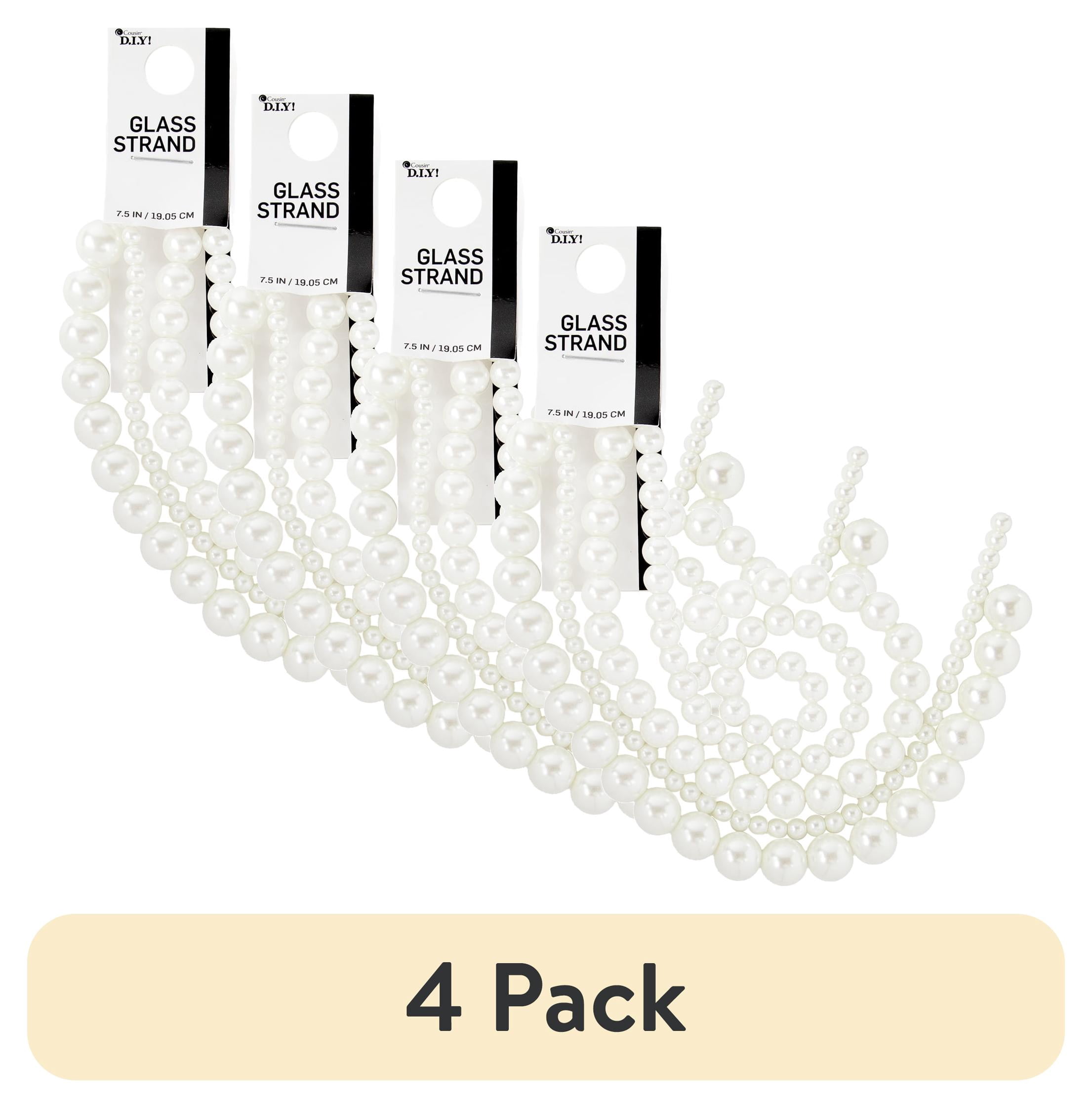 (4 pack) Cousin DIY 4-Strand White Pearl Glass Beads, 7.5 inch, White ...