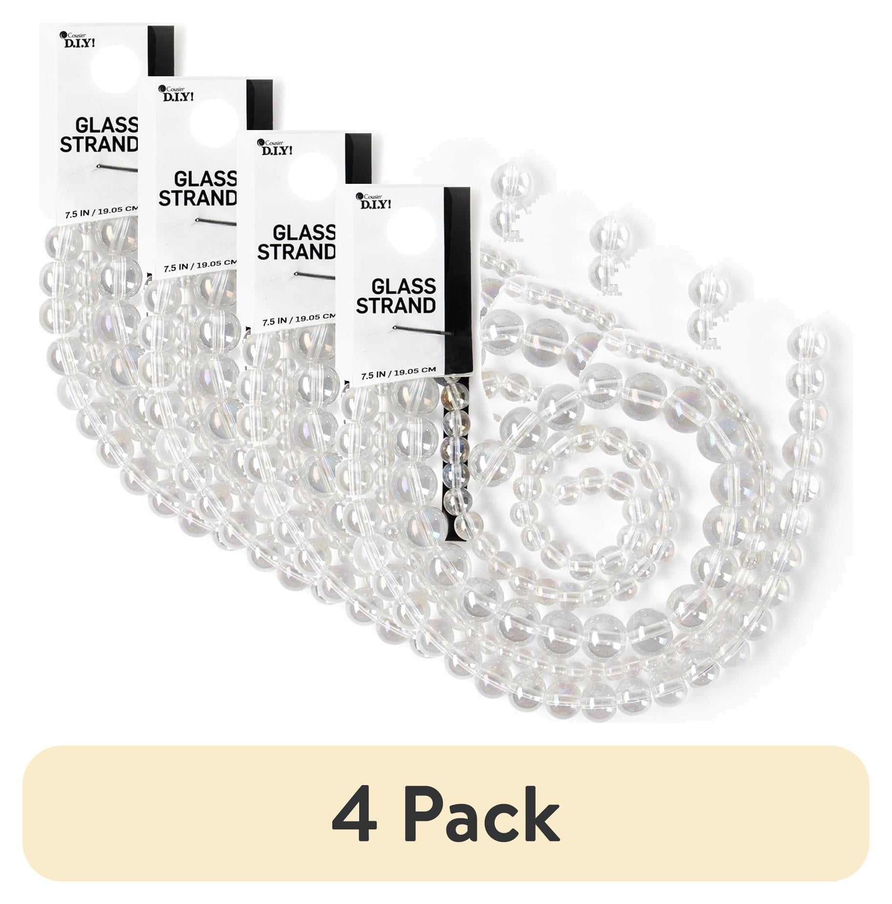 (4 pack) Cousin DIY Clear Round Glass Bead Strand in Multiple Sizes, 7. ...