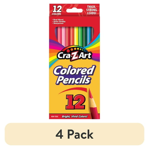 (4 pack) Cra-Z-Art Colored Pencils, 12 Assorted Colors, School Supplies ...