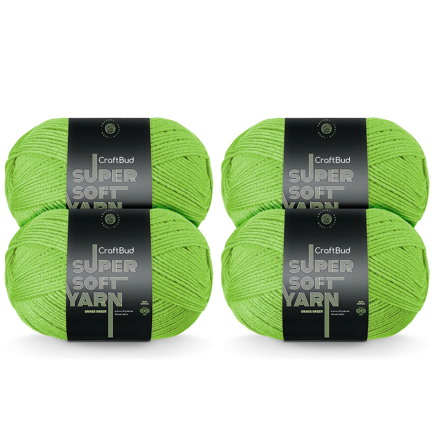 (4 pack) Craftbud Acrylic Yarn For Crocheting And Knitting, (370 Yards ...